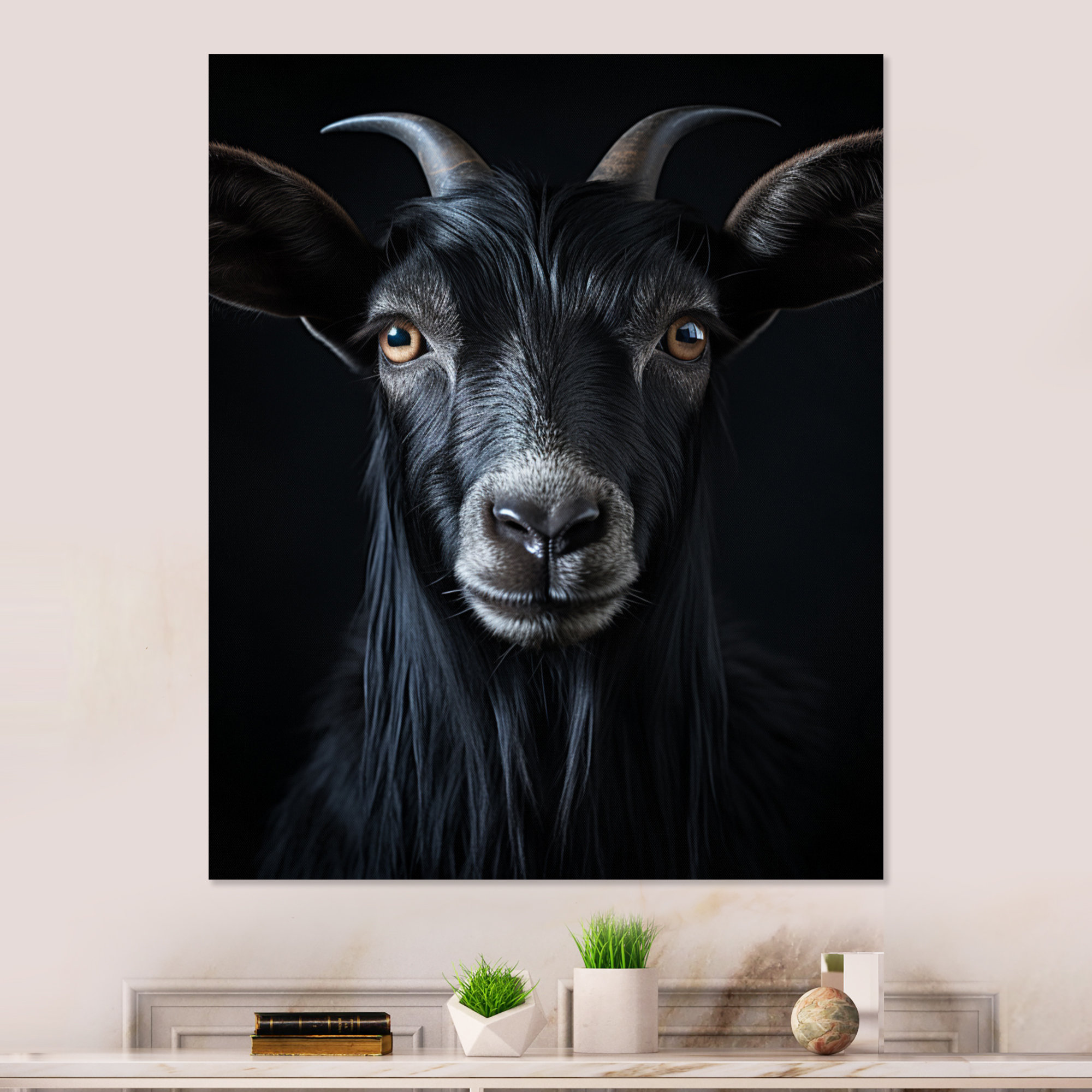 Latitude Run® Black And White Goat Portrait - Animals Goat Metal Wall ...