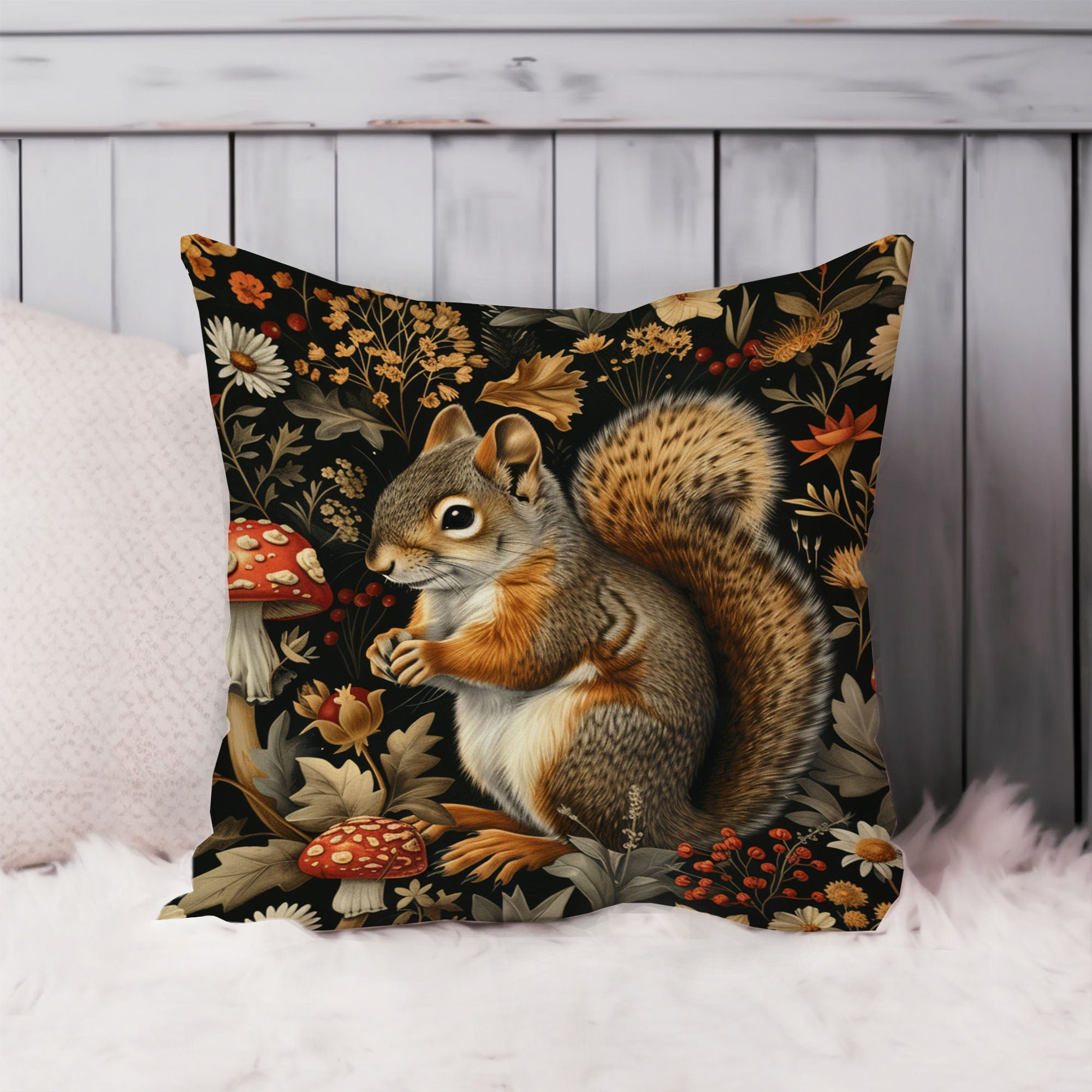 Ethan Taylor Animals William Morris Squirrel IV Cottage Throw Pillow ...