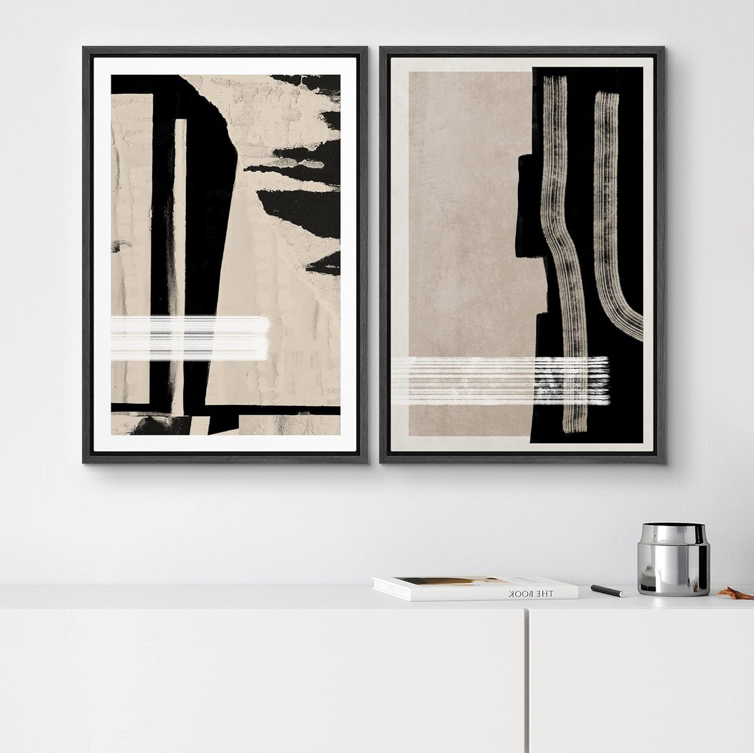 IDEA4WALL Mid Century Shape Grunge Dark Mid-Century Polygon Collage ...