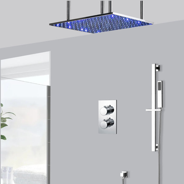 FontanaShowers Fontana Cori 2-Way LED Rainfall Thermostatic Shower ...