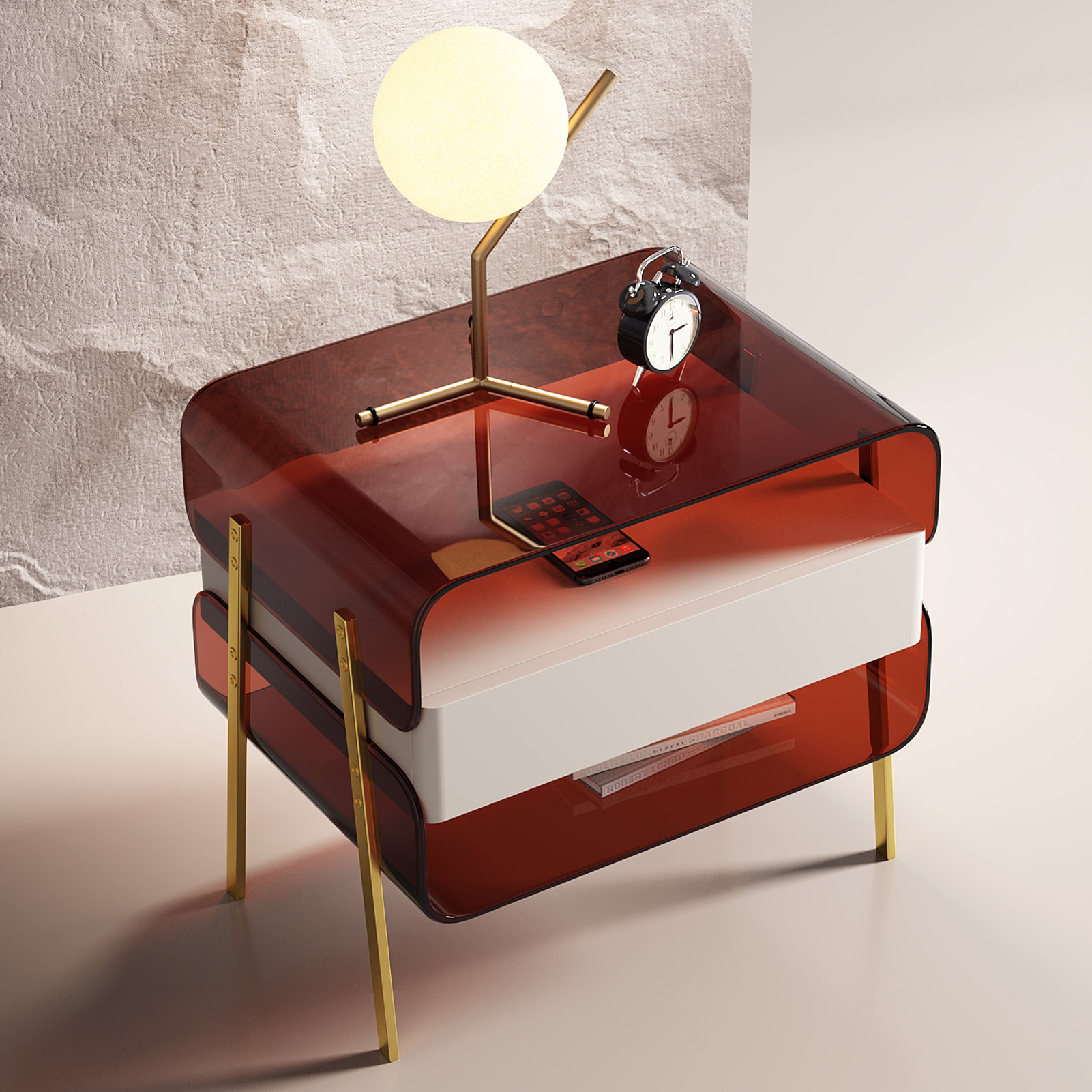 Mercer41 Malamud Glass Nightstand | Wayfair