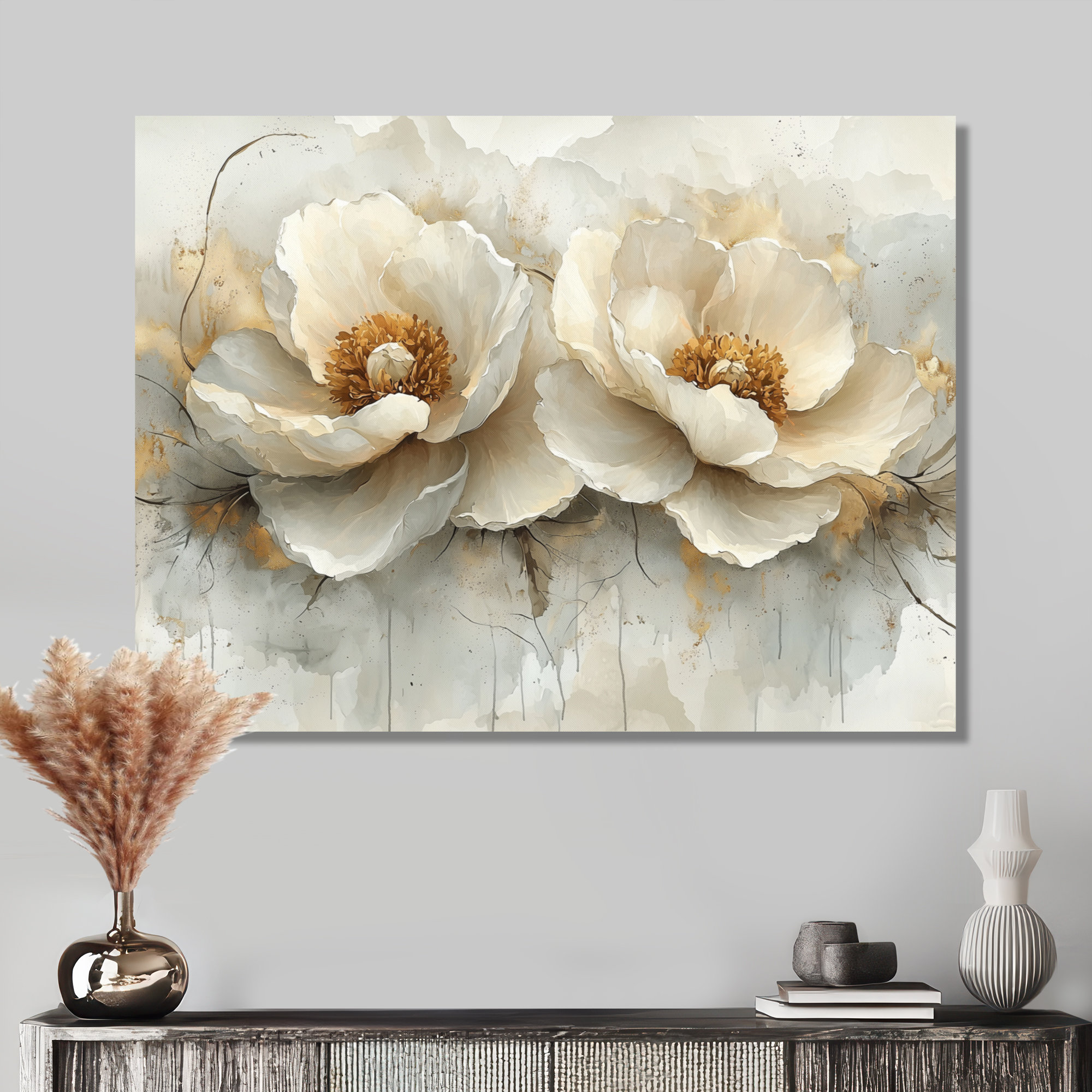 Ivy Bronx Parallel Relfection Of Abstract Peonies Flowers - Modern ...