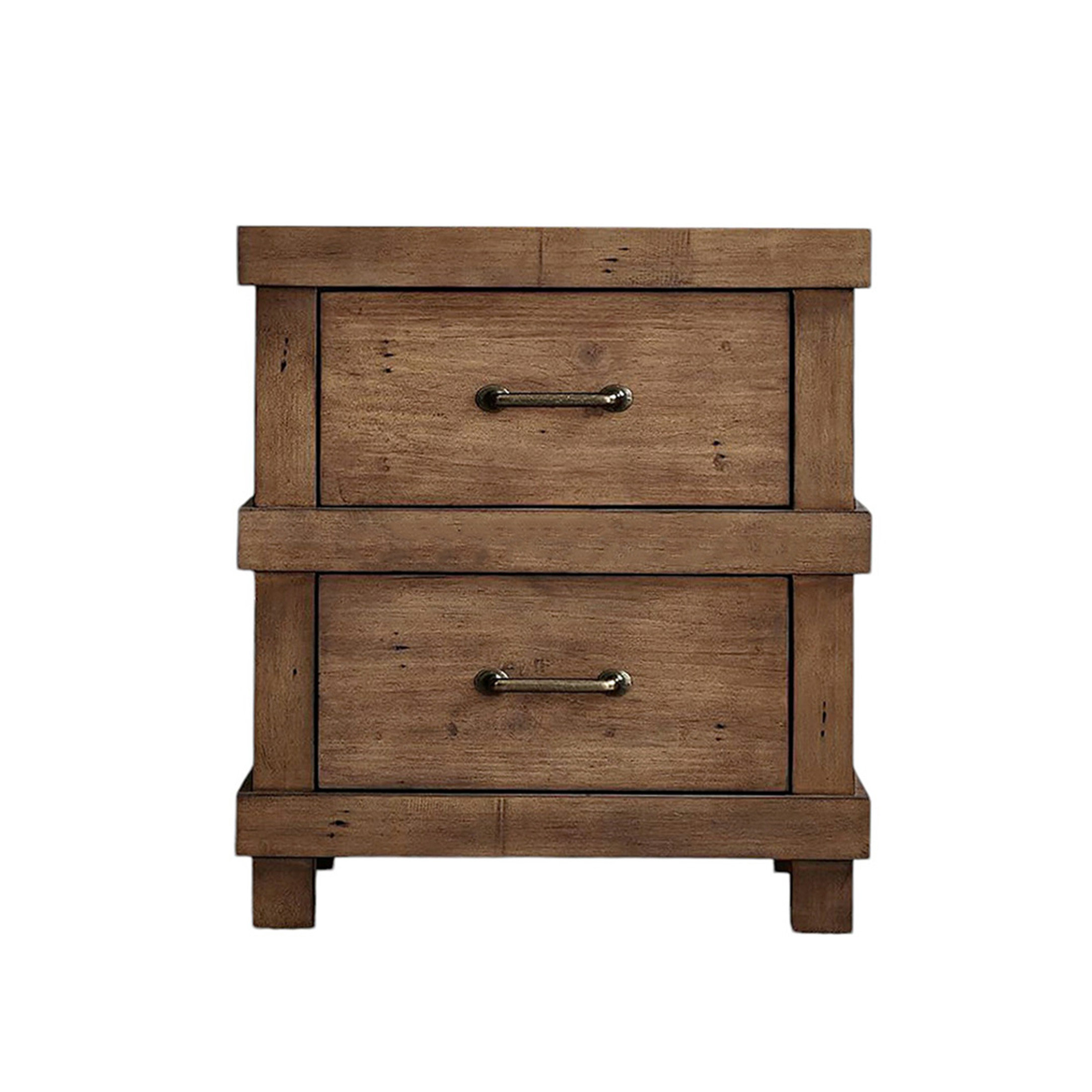 Red Barrel Studio Wooden Nightstand with 2 Drawers in Antique Oak ...