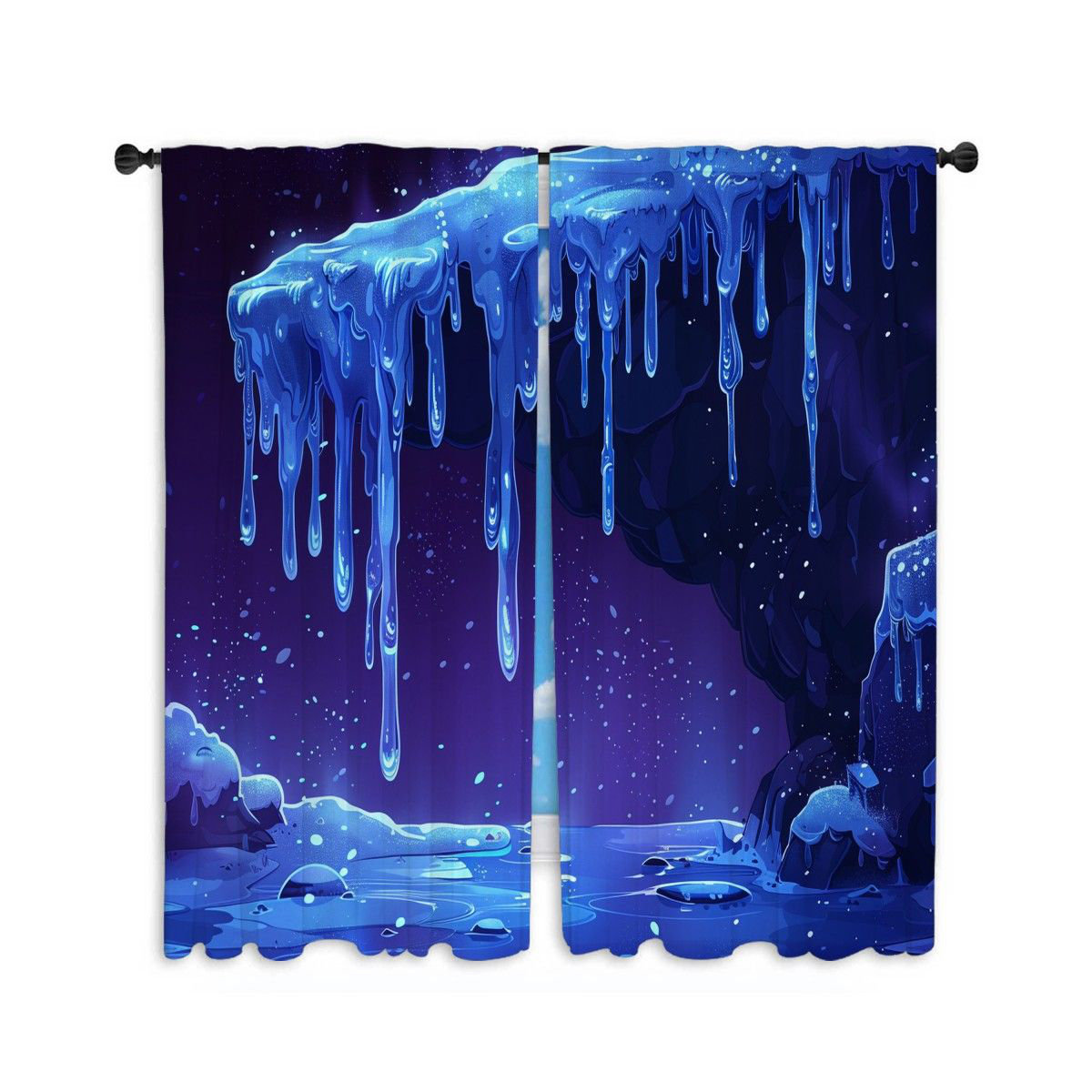 VisionDecor 12001_Cave Icicles Window Curtains Natural Frozen Formation ...