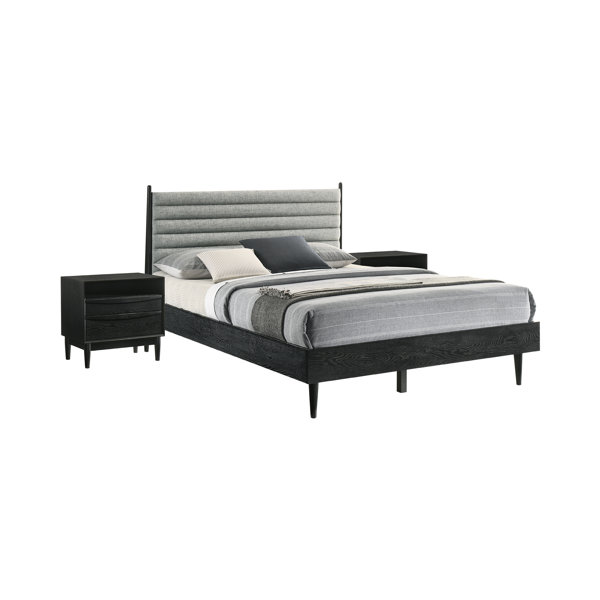 Loon Peak® Greylynn 3 Piece Platform Bedroom Set in Wood with Gray ...