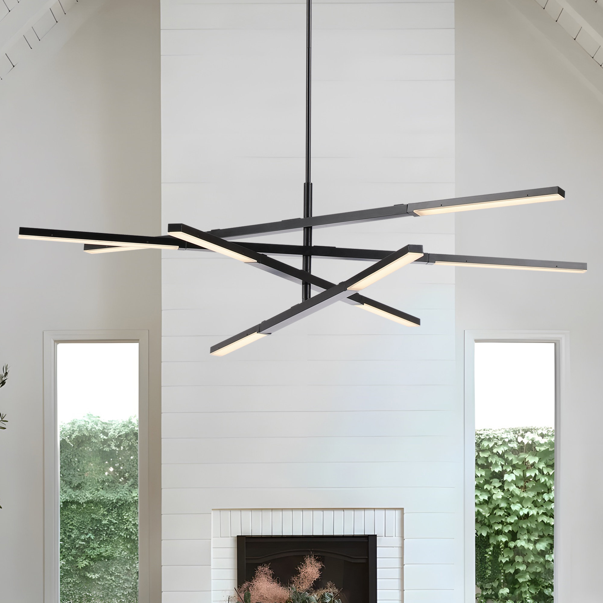 Wrought Studio Isgard 41.5-Watt 8-Light Integrated Led 4-Tiered Cutlass Blade Black Spectica ...