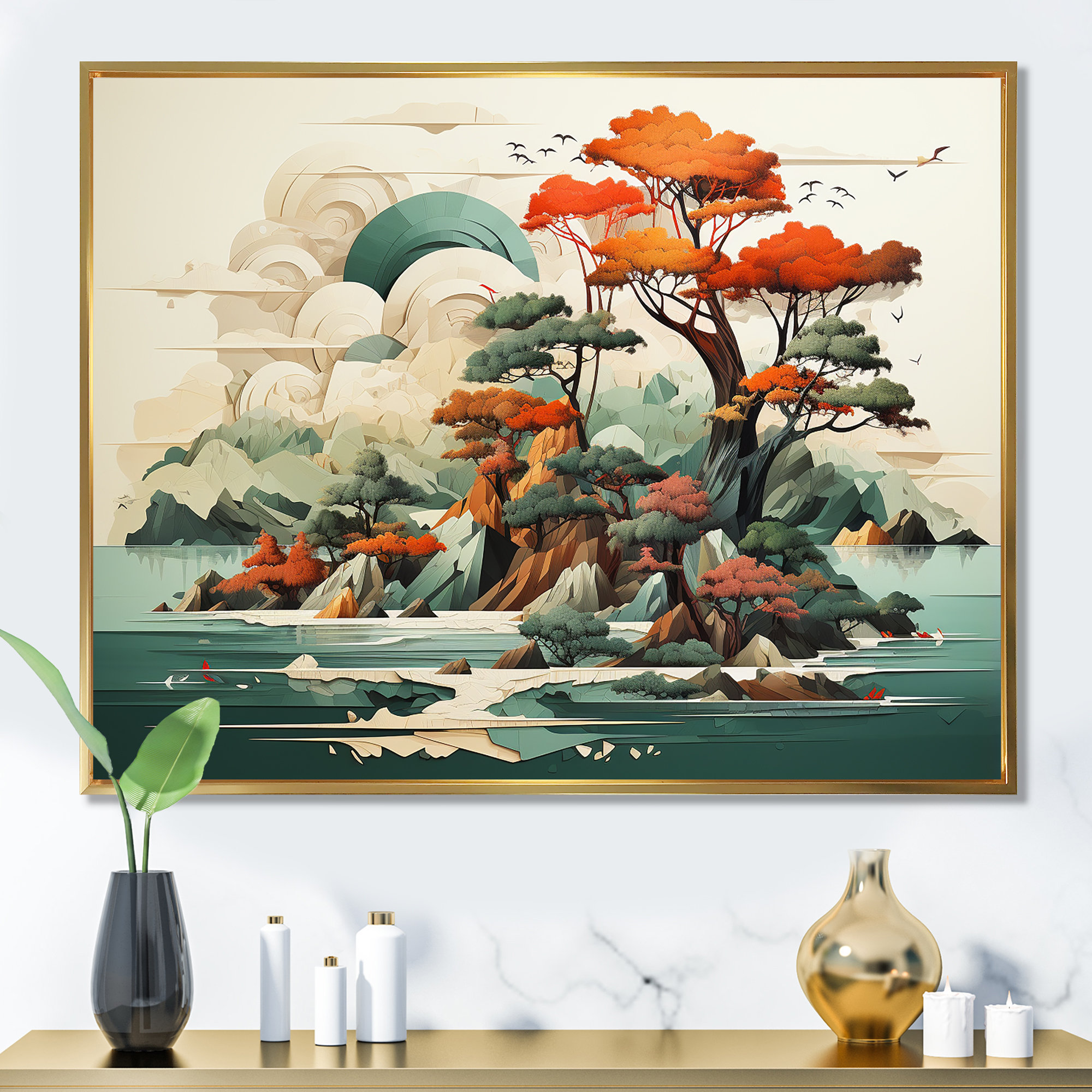 Loon Peak® Vintage Japanese Lake Scenery I - Abstract Landscape Wall ...