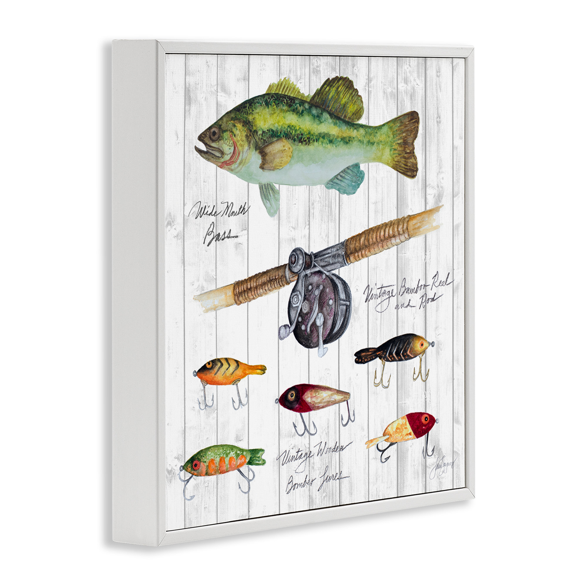 Stupell Industries Fishing Lure Diagram Framed Giclee Art by Janice ...