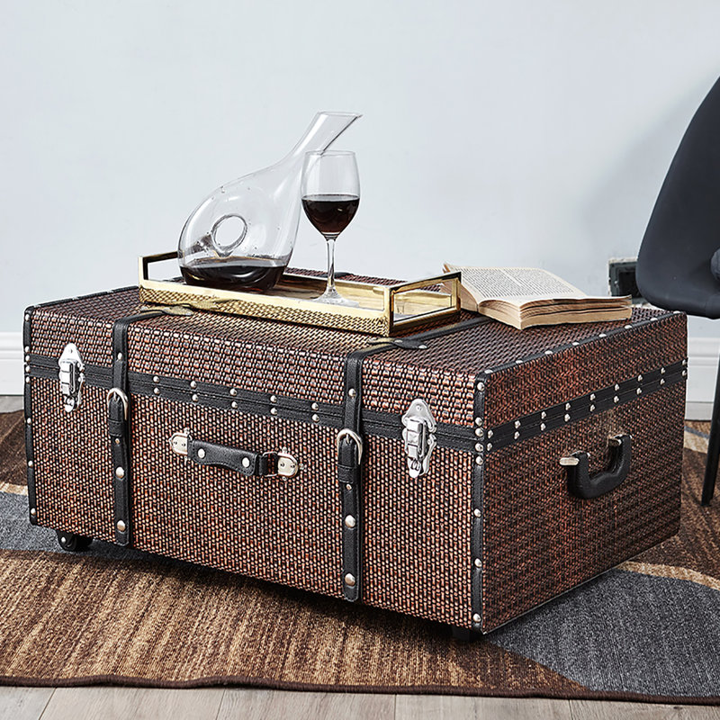 DormCo Texture Brand Designer Trunk with Wheels - Woven Rattan ...