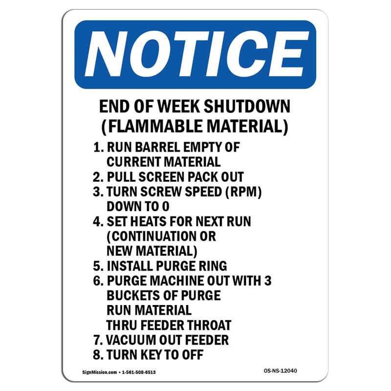 SignMission End of Week Shutdown Flammable Sign | Wayfair