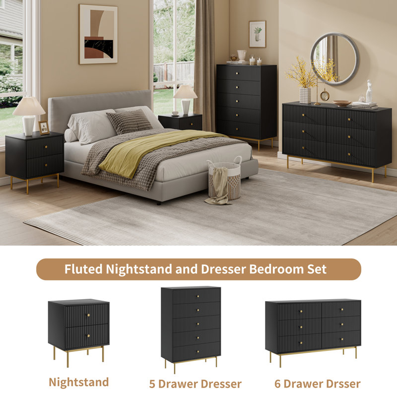 Mercer41 Fluted 6-Drawer Dresser For Bedroom, 47" W & Reviews | Wayfair