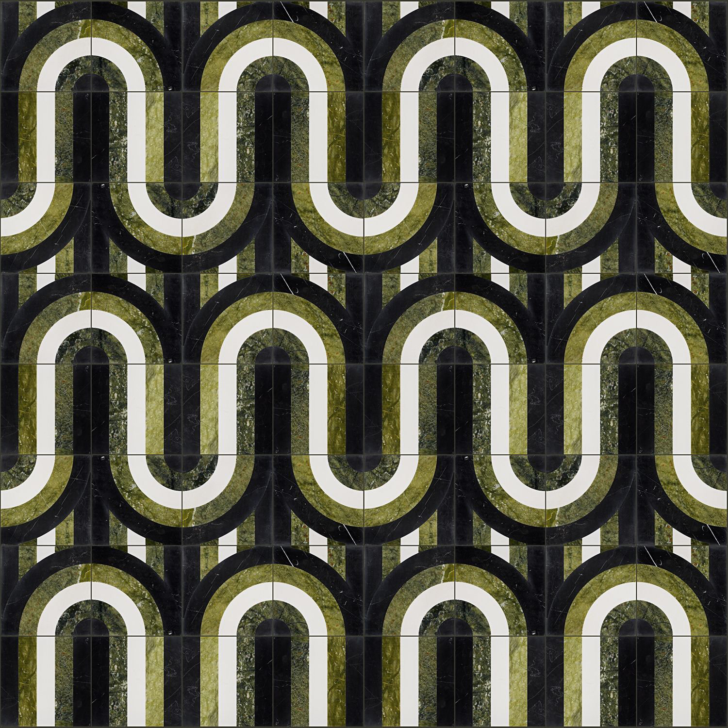 Bond Tile Elizabeth Sutton Curve Vertical 12" x 12" Geometric Marble ...