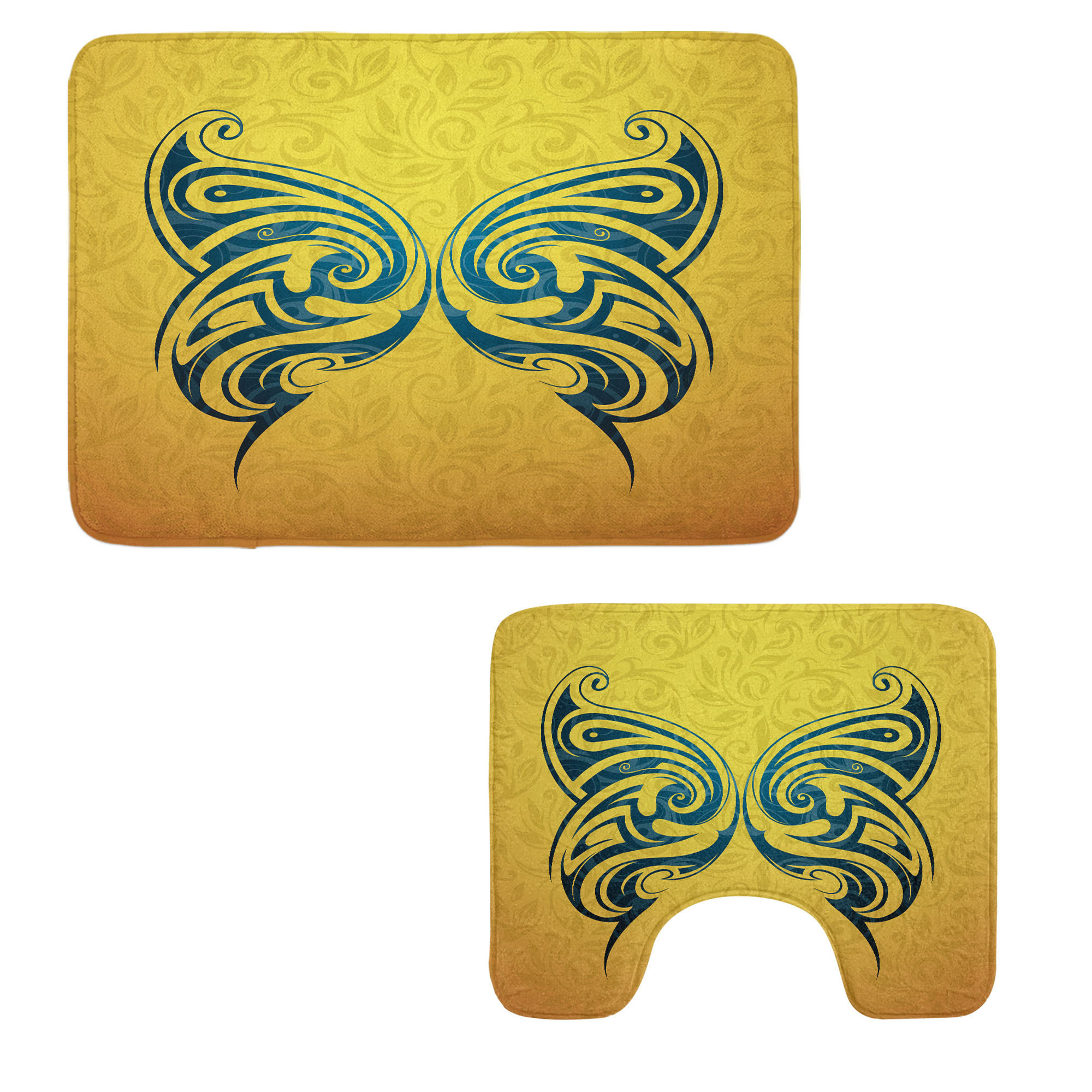 East Urban Home Tattoo Bathroom Rug Set 2 Pieces Rectangle & Contour ...