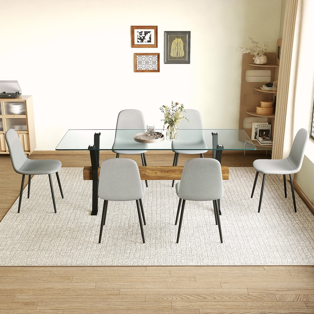 17 Stories Table And Chair Set.79"X31.5" With X-Shaped Black Metal ...