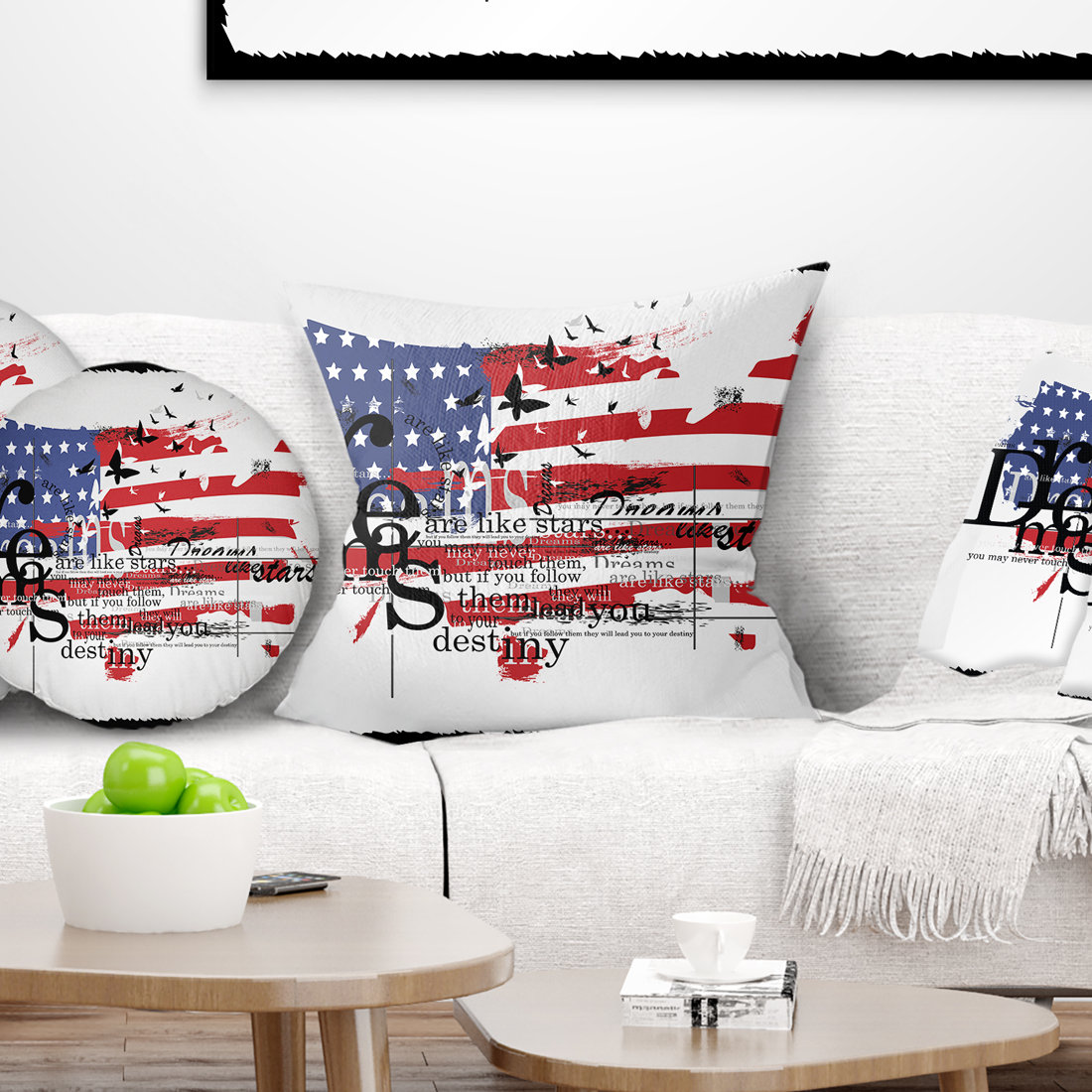 Design Art Vintage Fashion USA Flag - Maps & Flags Printed Pillow | Wayfair