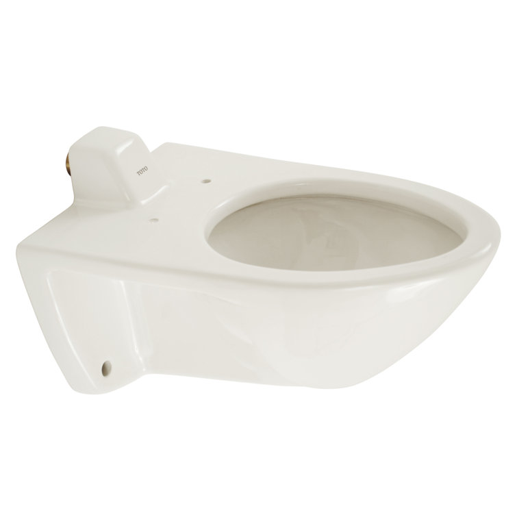 TOTO Commercial Wall Mount Flushometer 1.28 GPF Elongated Toilet Bowl ...