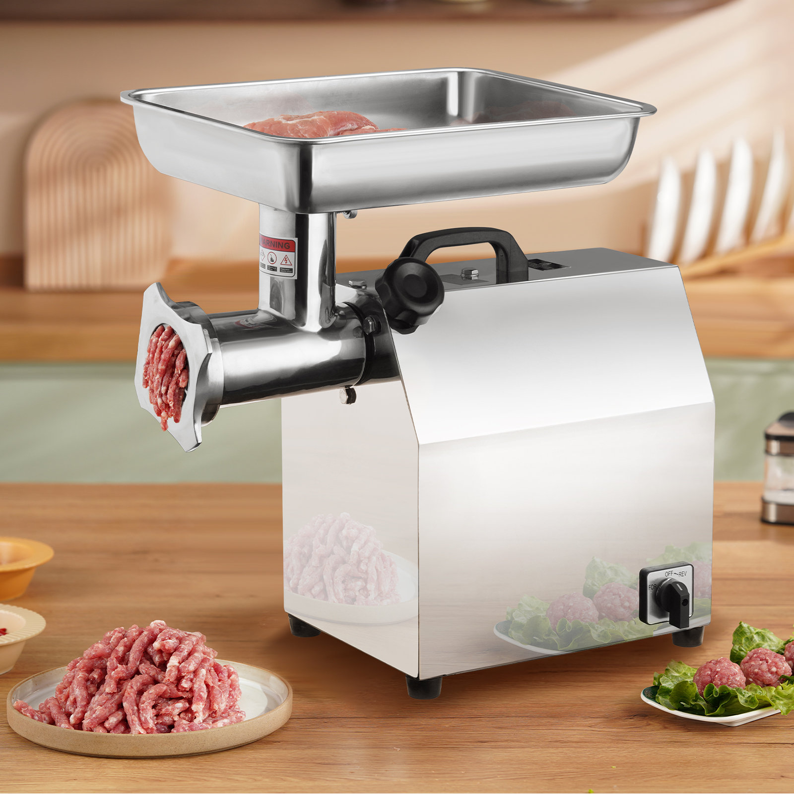 VEVOR Electric Meat Grinder, 8.3 Lb/Min, Meat Mincer with 2 Blade, 3 ...