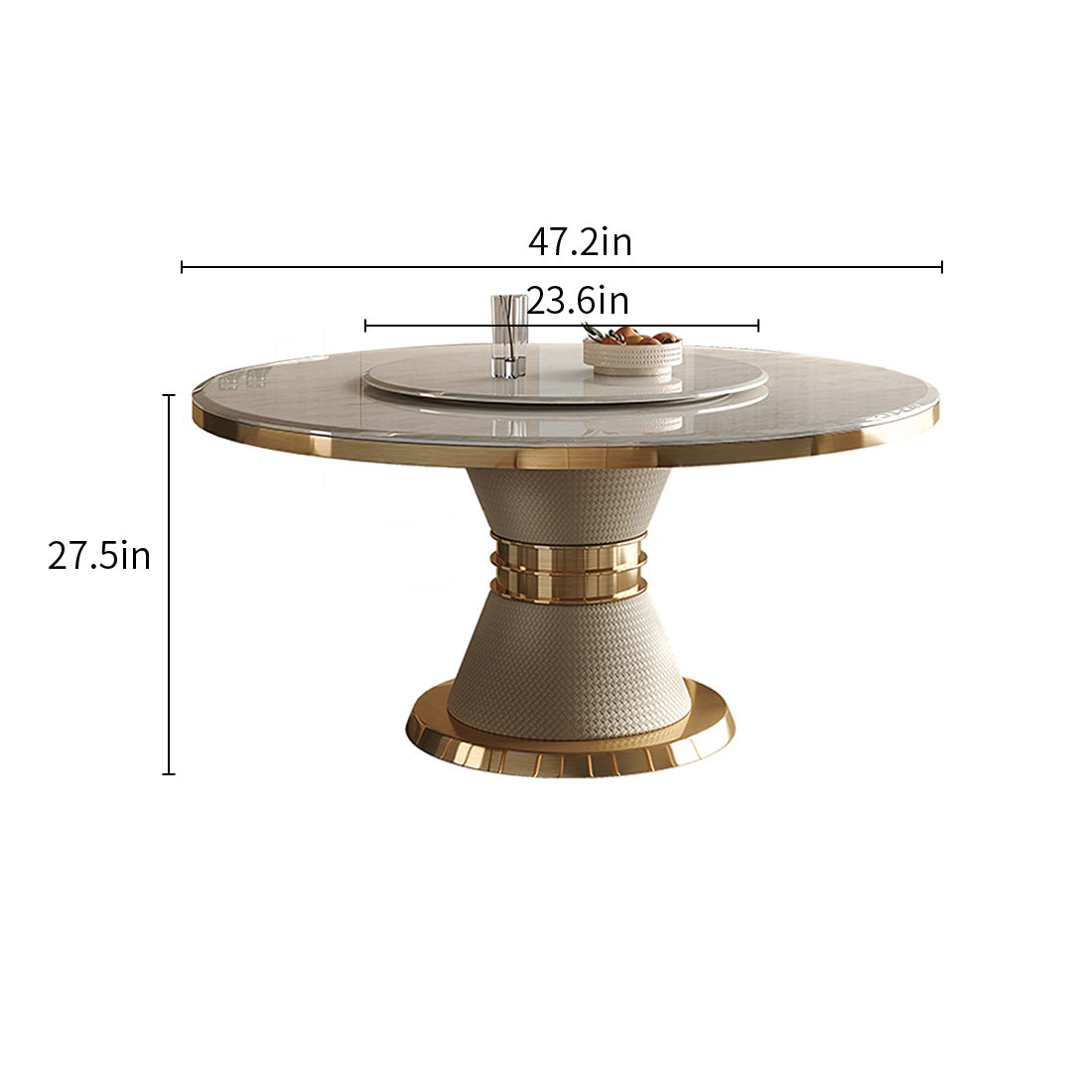 ALLNICEDT White Natural Marble Round Dining Tables | Wayfair