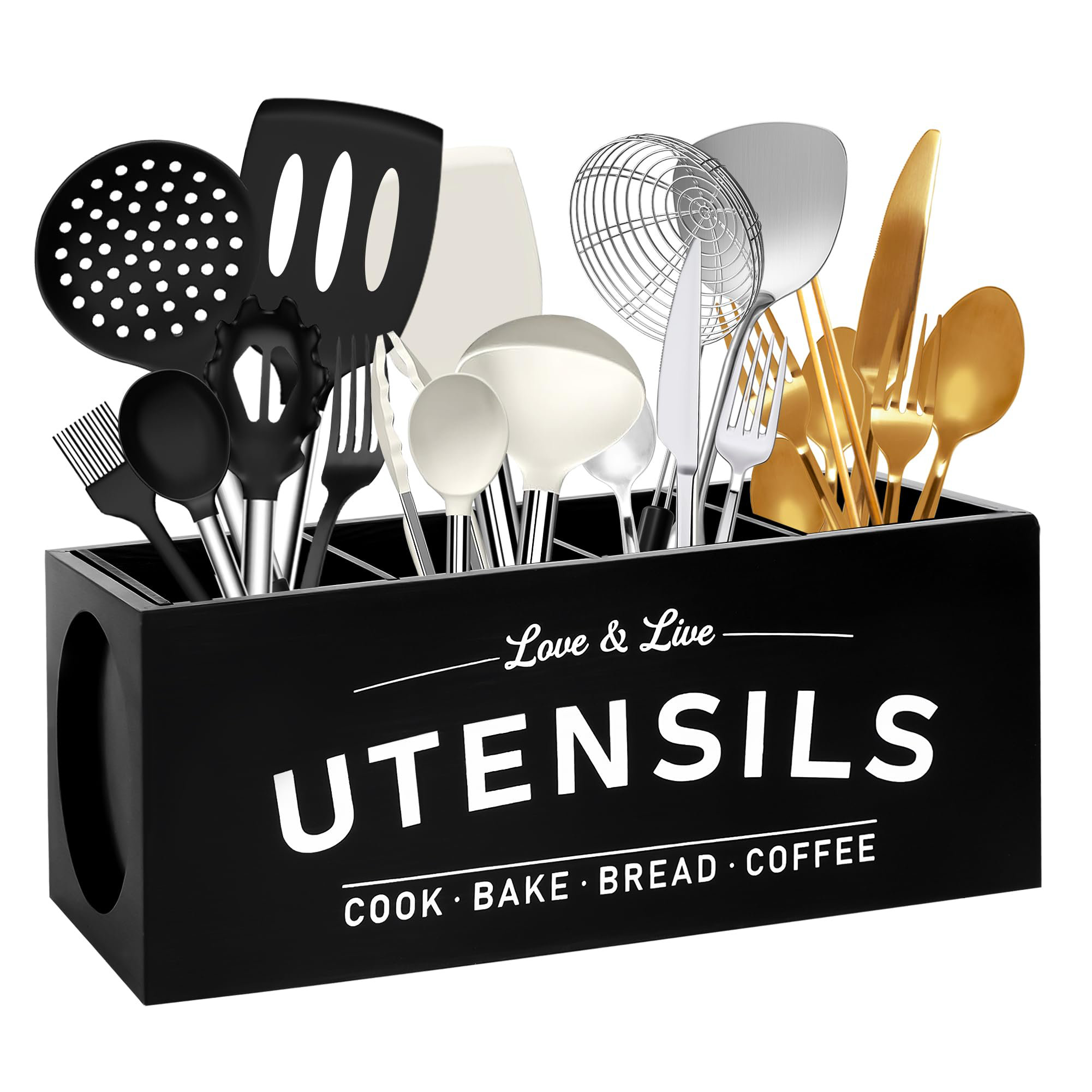 XIXIXIANGRONGAA Extra Large Utensil Holder - 4 Compartments Kitchen ...