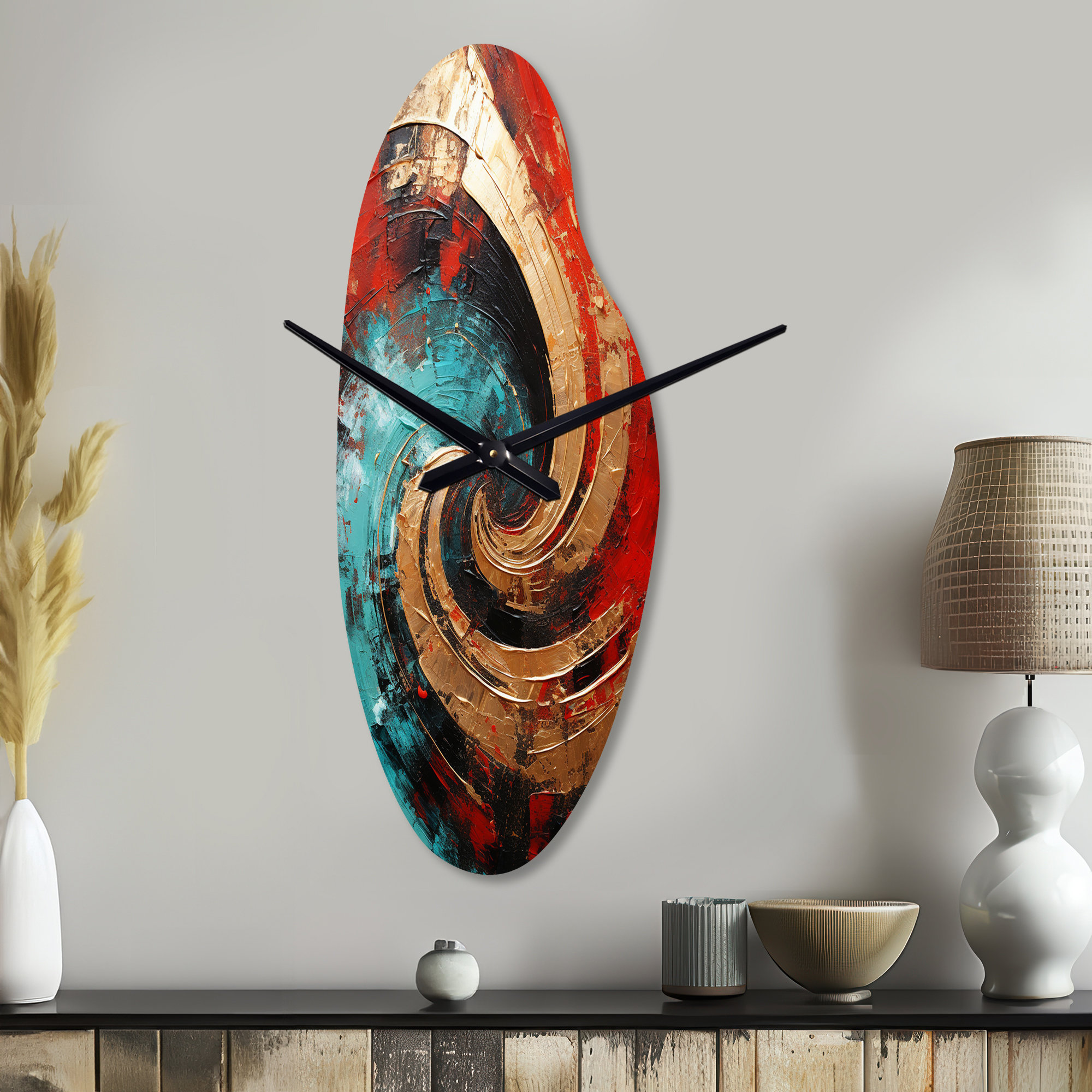 Design Art Red Blue Majestic Motion Spiral III - Curved Shape Red Wall ...