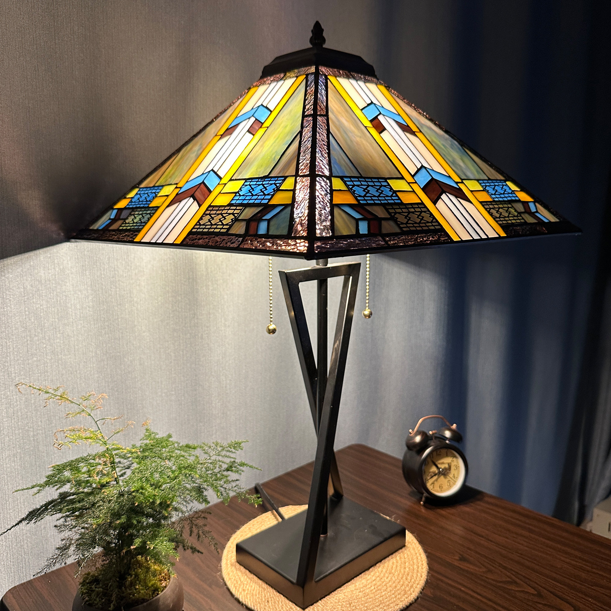 Astoria Grand Tiffany Style Mission Table Lamp Stained Glass Desk ...