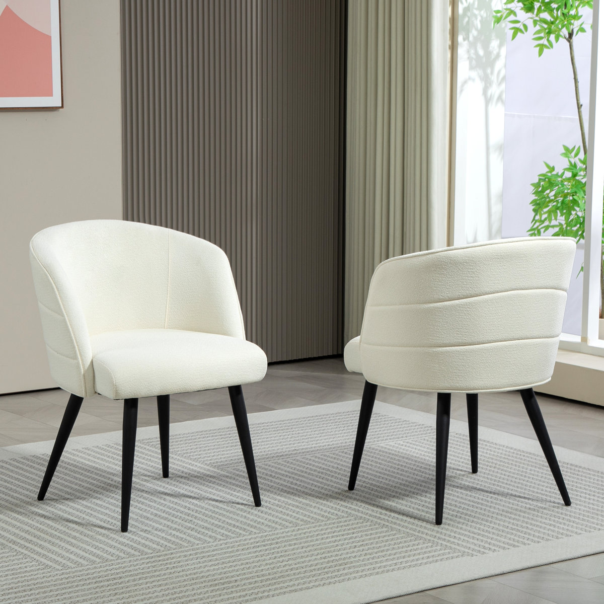 George Oliver Upholstered Fabric Dining Chairs With Black Metal Legs ...