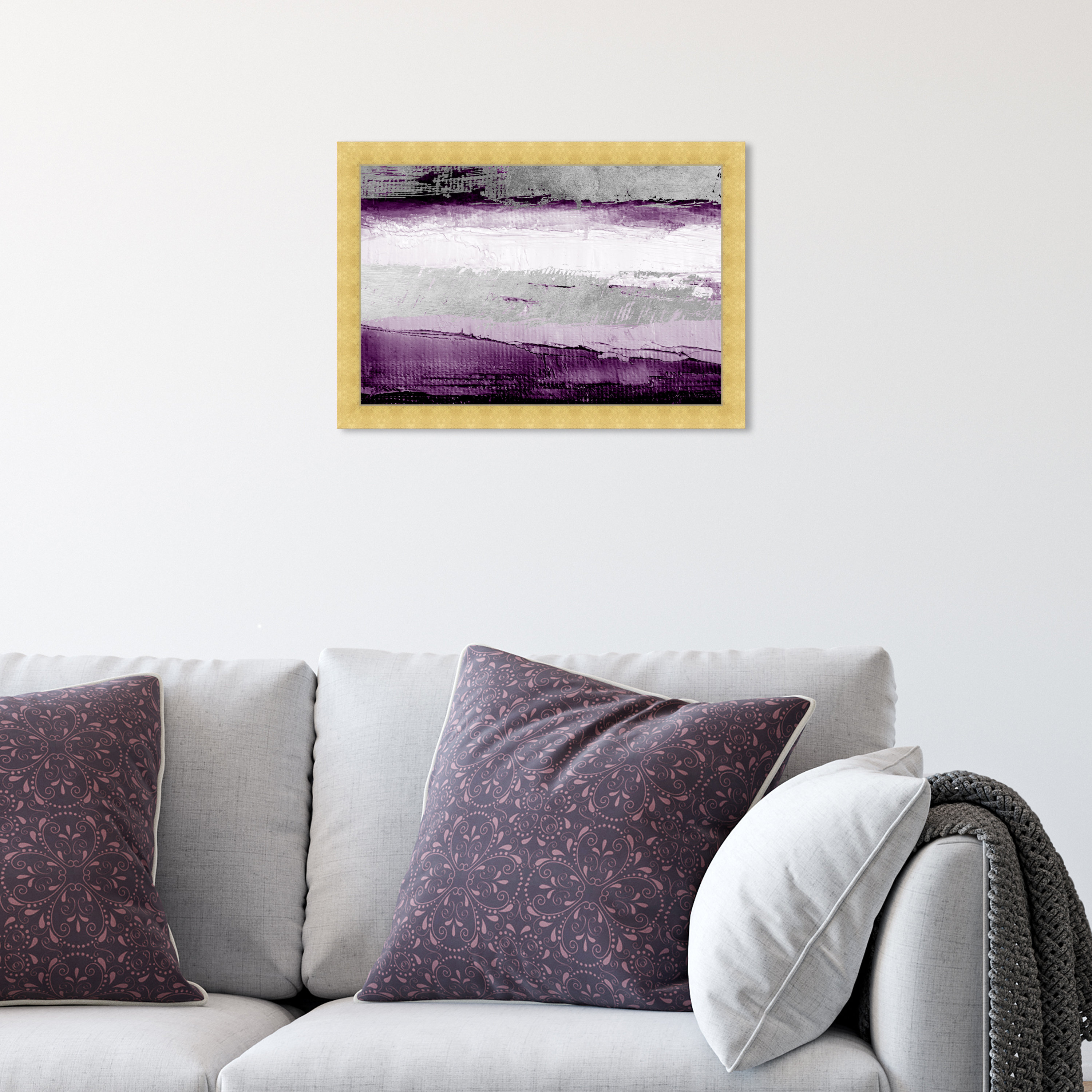 Oliver Gal Purple Silver Abstract Shades Traditional Framed Art Print ...