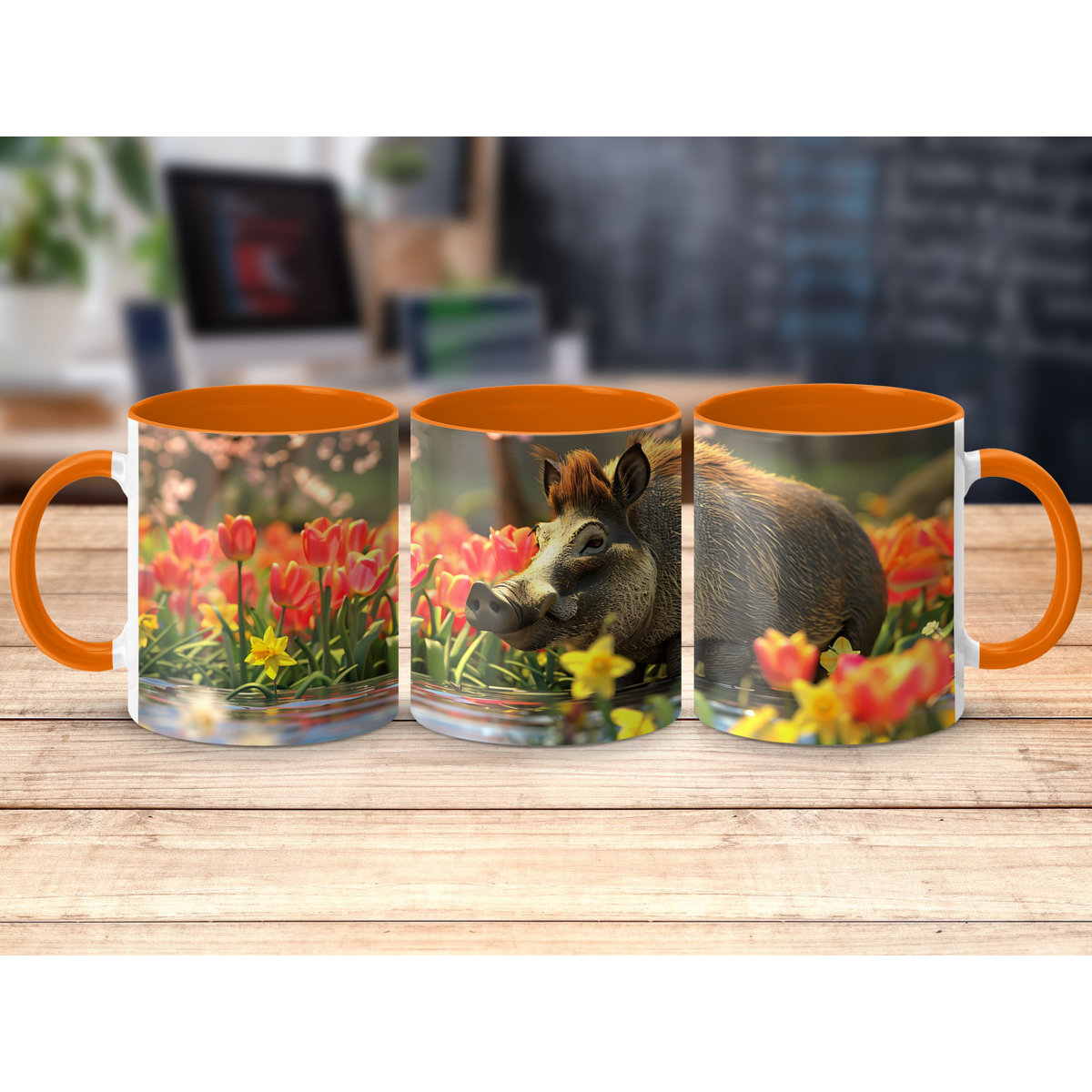 East Urban Home Set of 3 Realistic Animals Design 11oz Accent Mugs ...