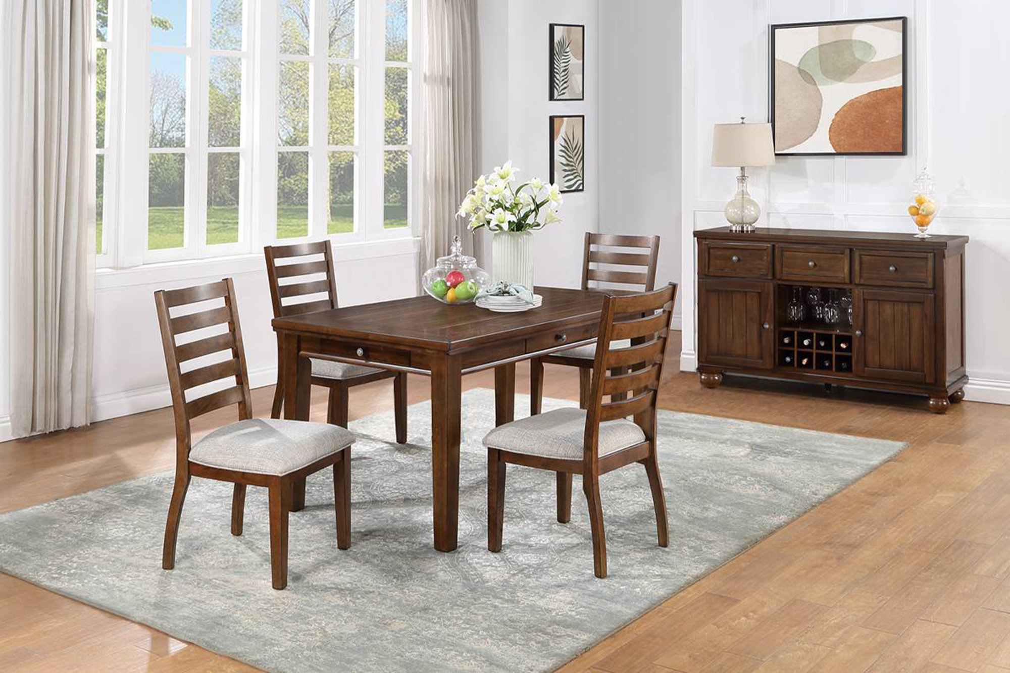 Red Barrel Studio® Contemporary Style Dining Set Table w 4 Drawers 4x ...
