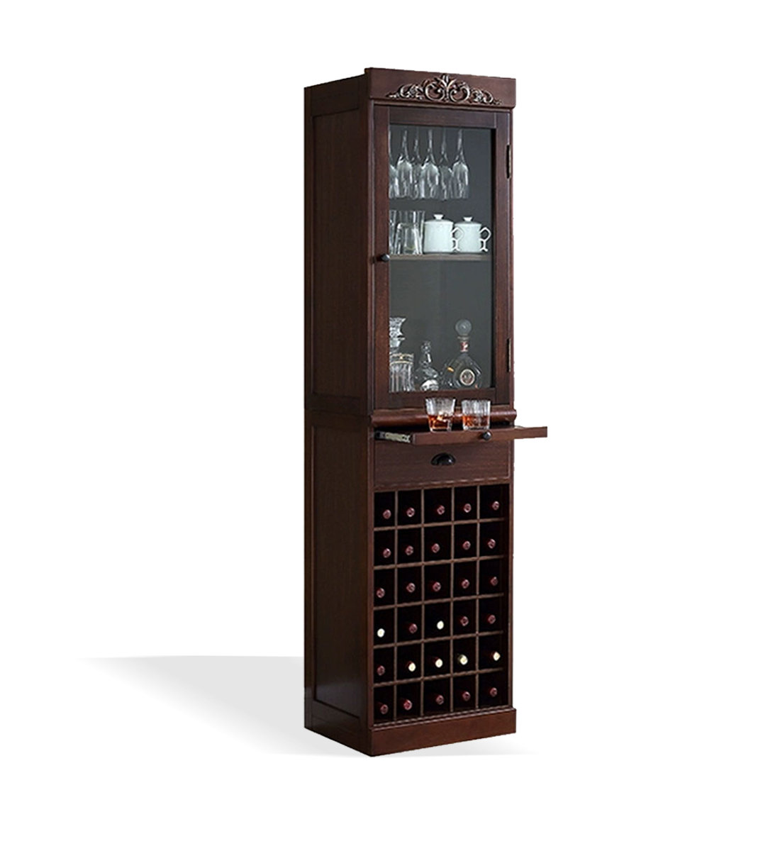 Hokku Designs 19.69" Walnut Rectangular Solid + Manufactured Wood Bars ...