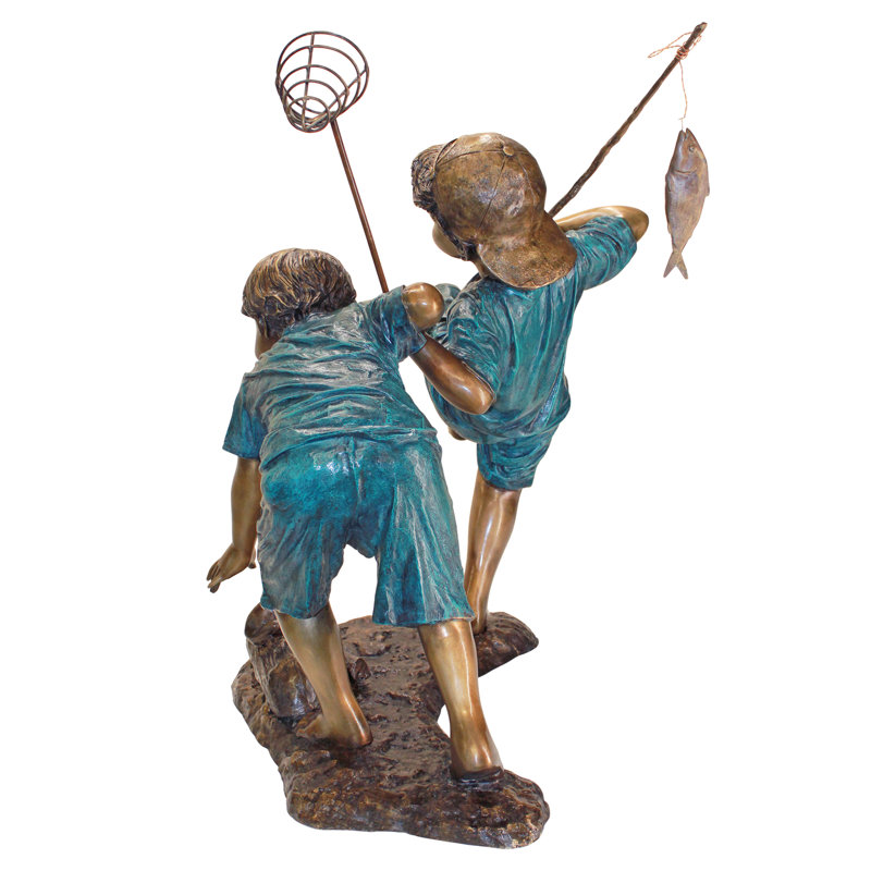 Design Toscano Double Trouble Fishing Boys Cast Bronze Garden Statue ...