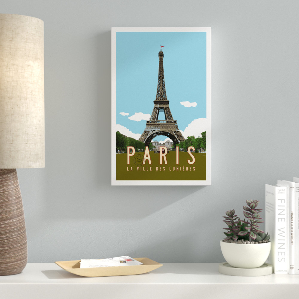 Ebern Designs 'Paris Travel Poster' Graphic Art Print on Wrapped Canvas ...