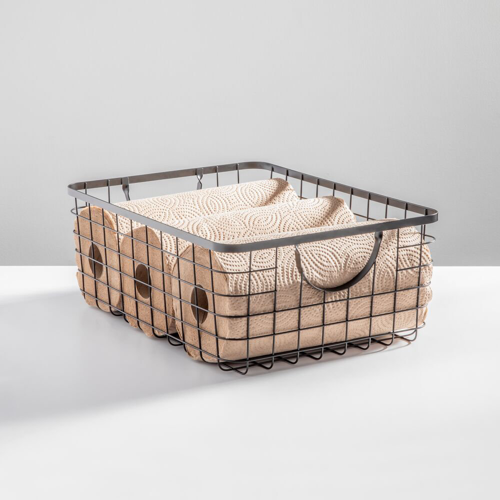 mDesign Wire Storage Basket with Handles - Metal Storage Baskets for ...