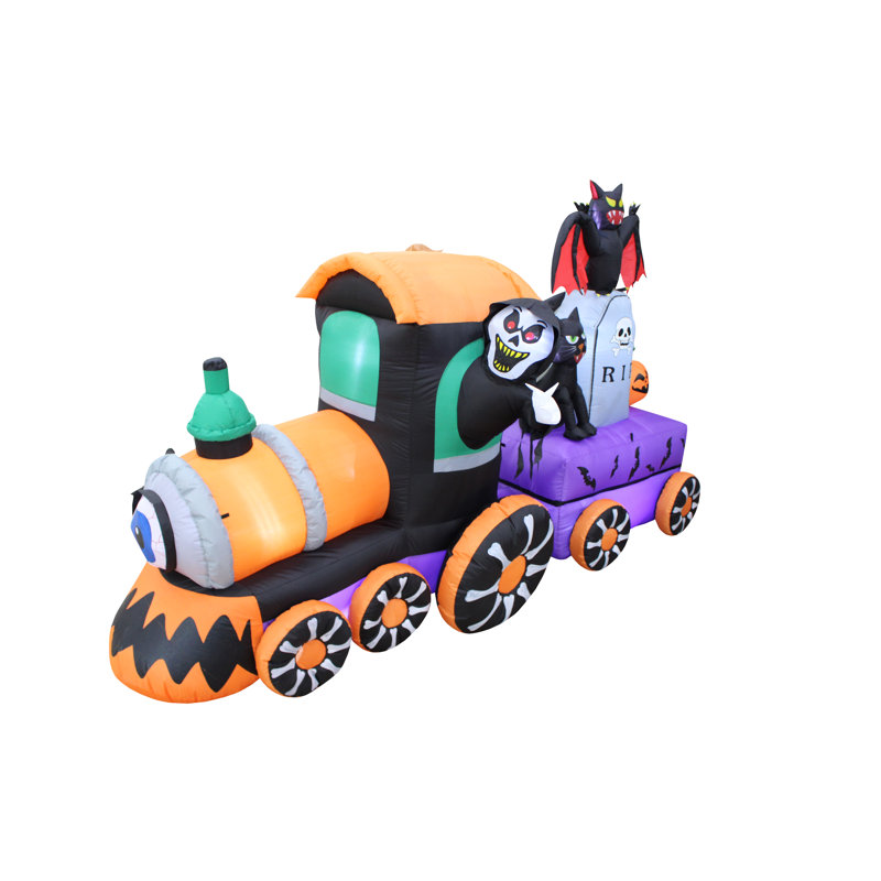 The Holiday Aisle® 8 Foot Long Lighted Happy Halloween Inflatable Ghost ...