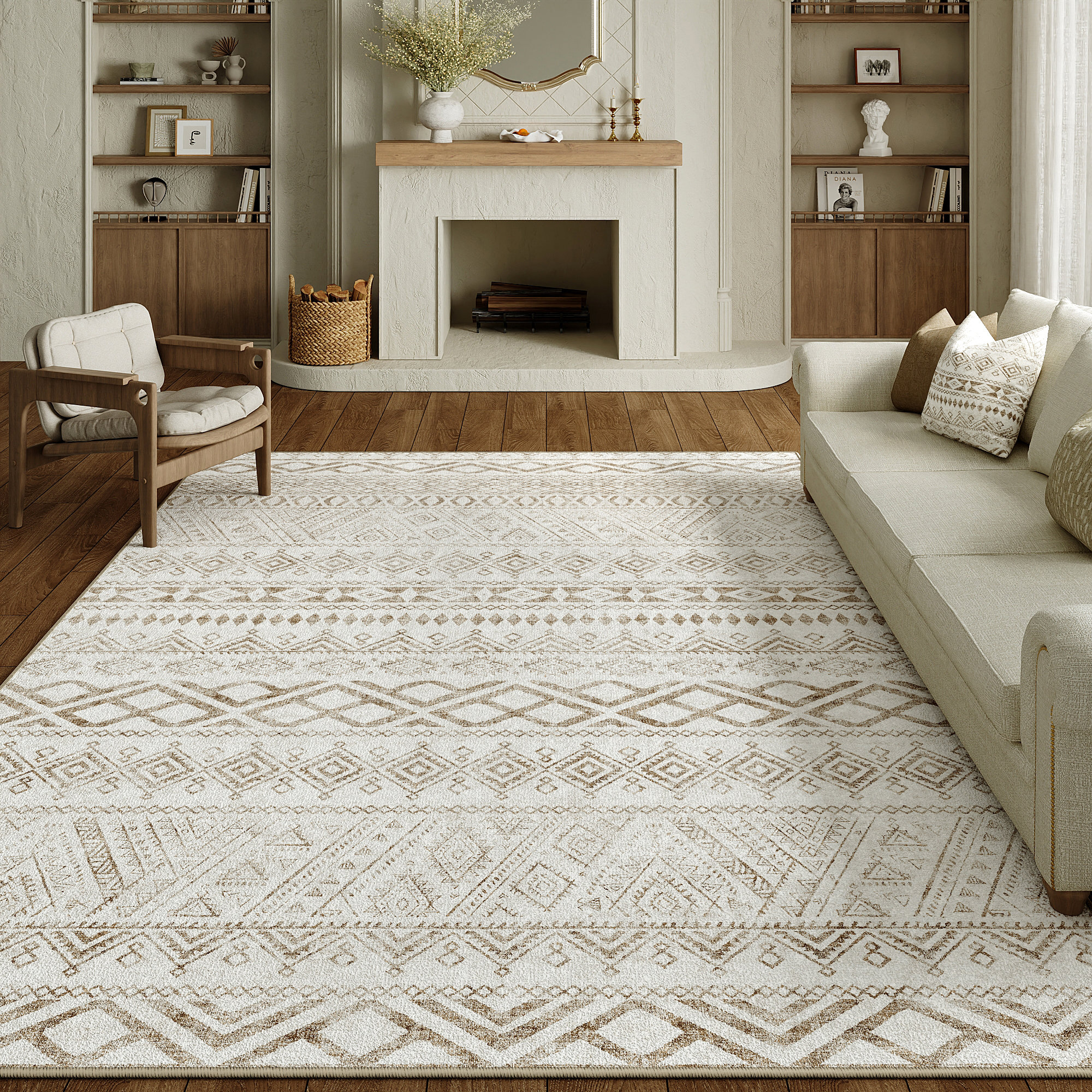 Bungalow Rose Cherry Modern Machine Washable Area Rug With Non-Slip ...