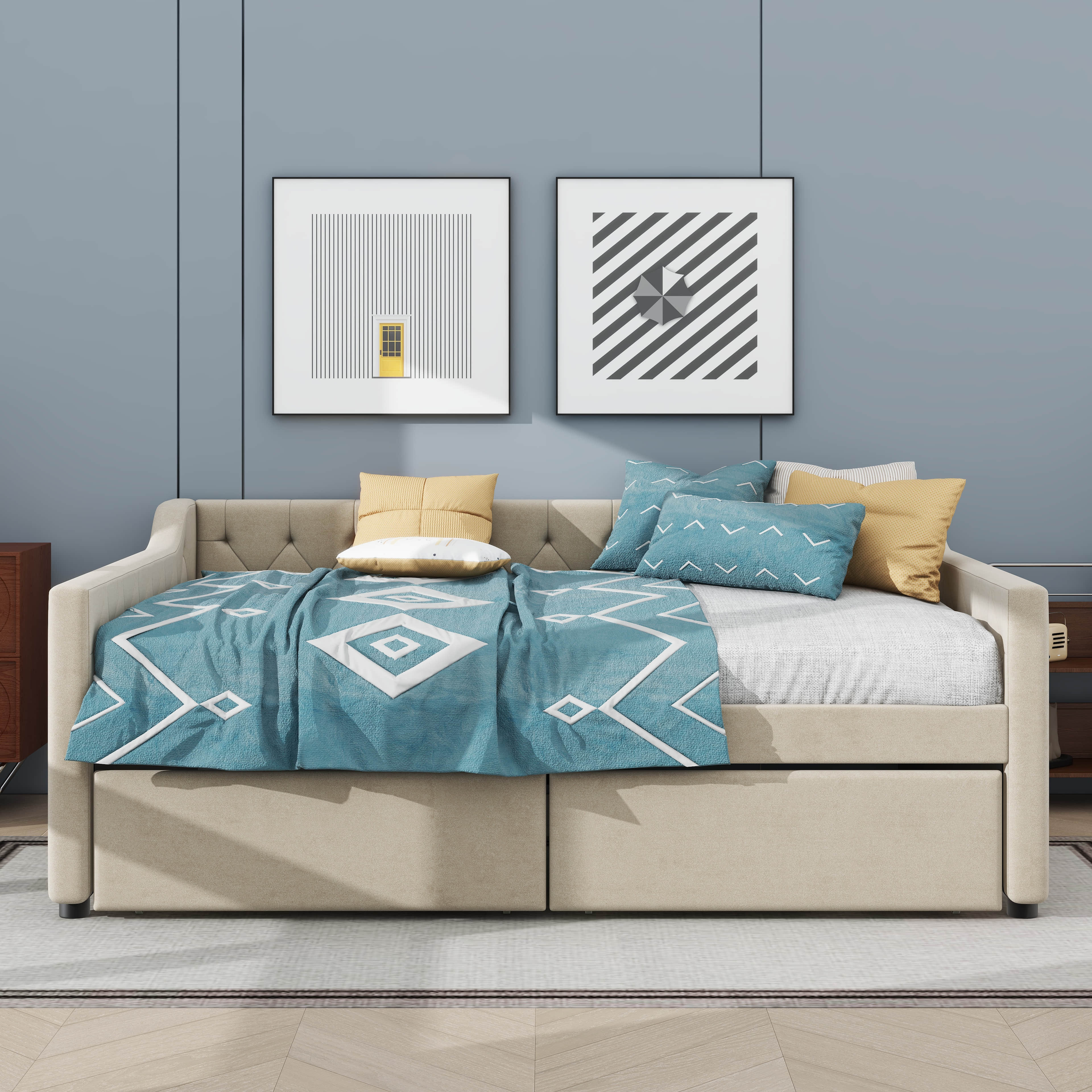 Lark Manor™ Camesha Upholstered Tufted Daybed With 2 Drawers - Wayfair ...