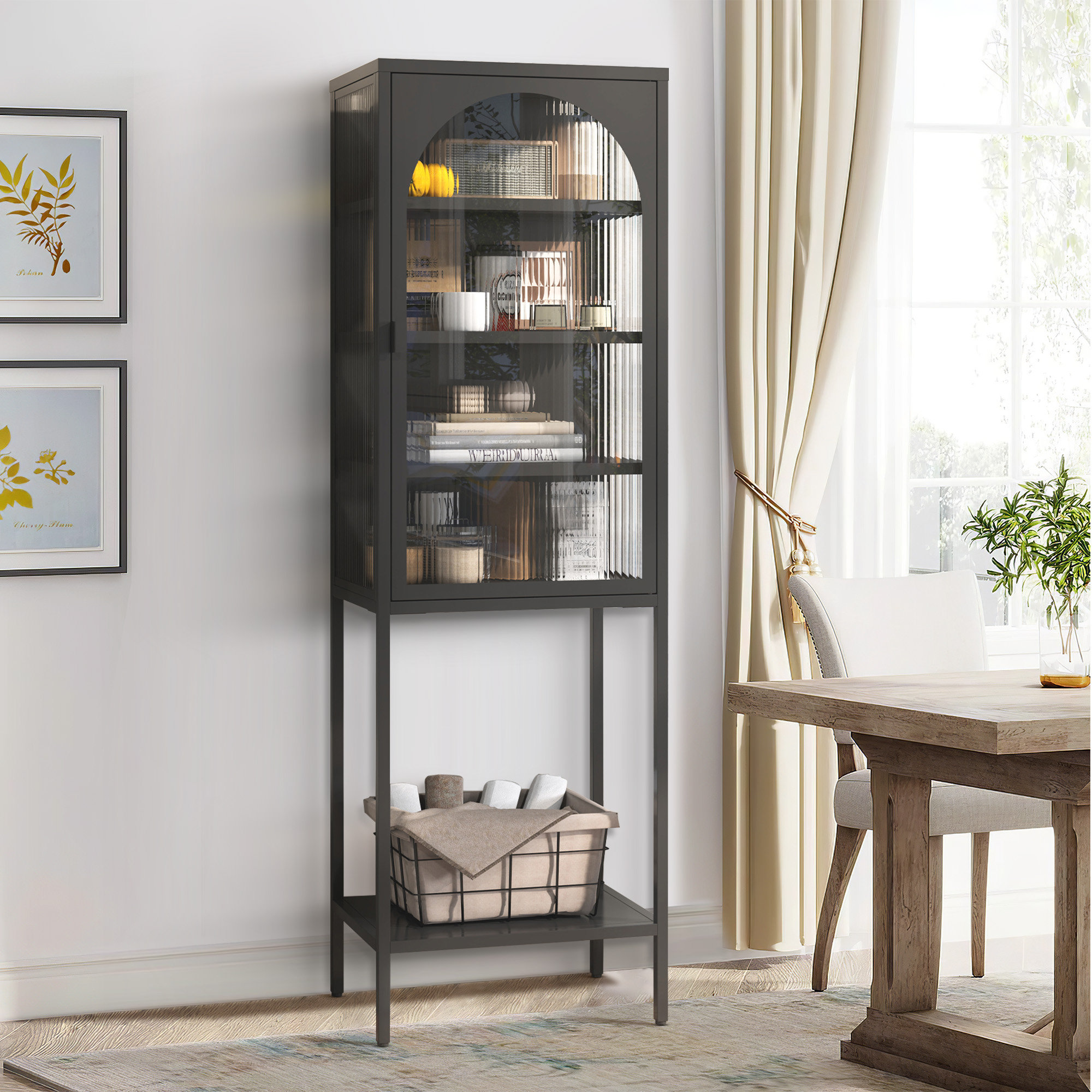 Ebern Designs 63"h Black 5-tier Metal Display Storage Cabinet With 3 ...