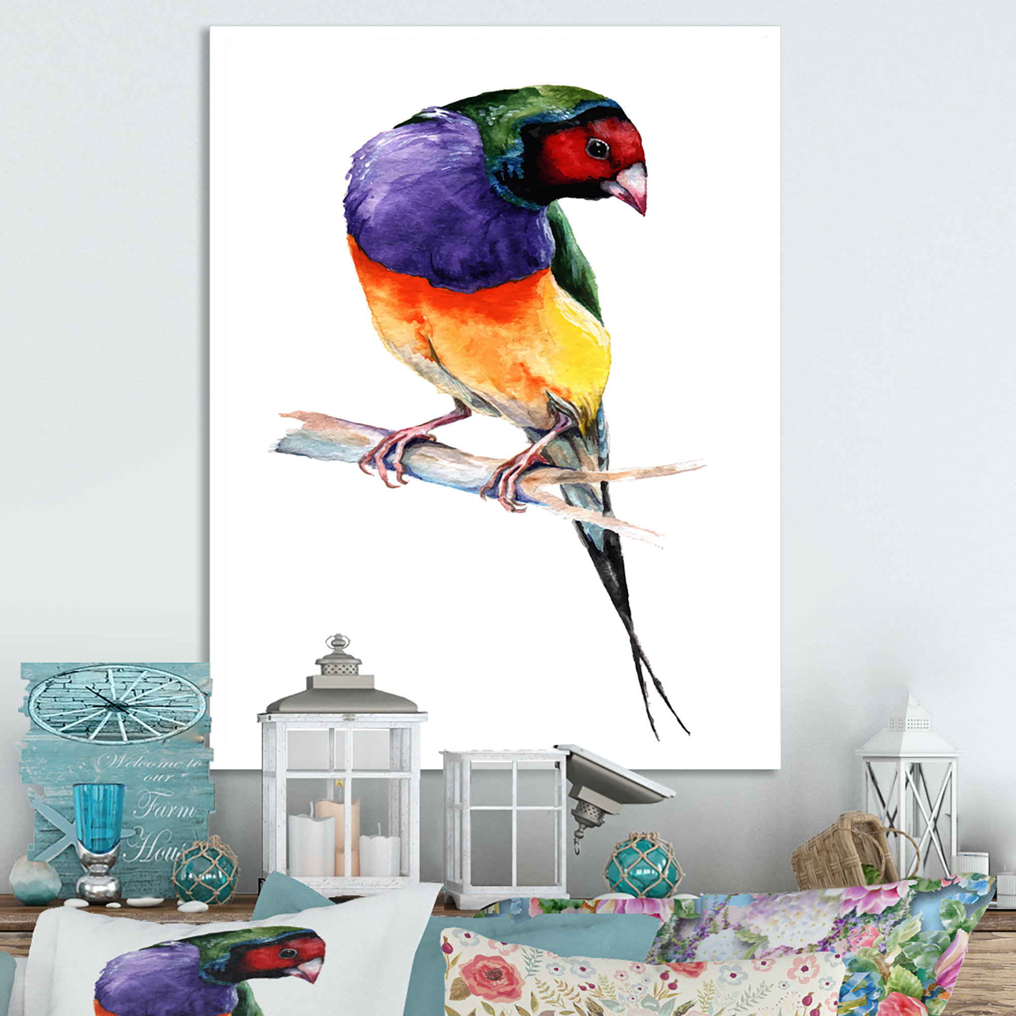 Winston Porter Colorful Gouldian Finch Bird - Picture Frame Print on ...