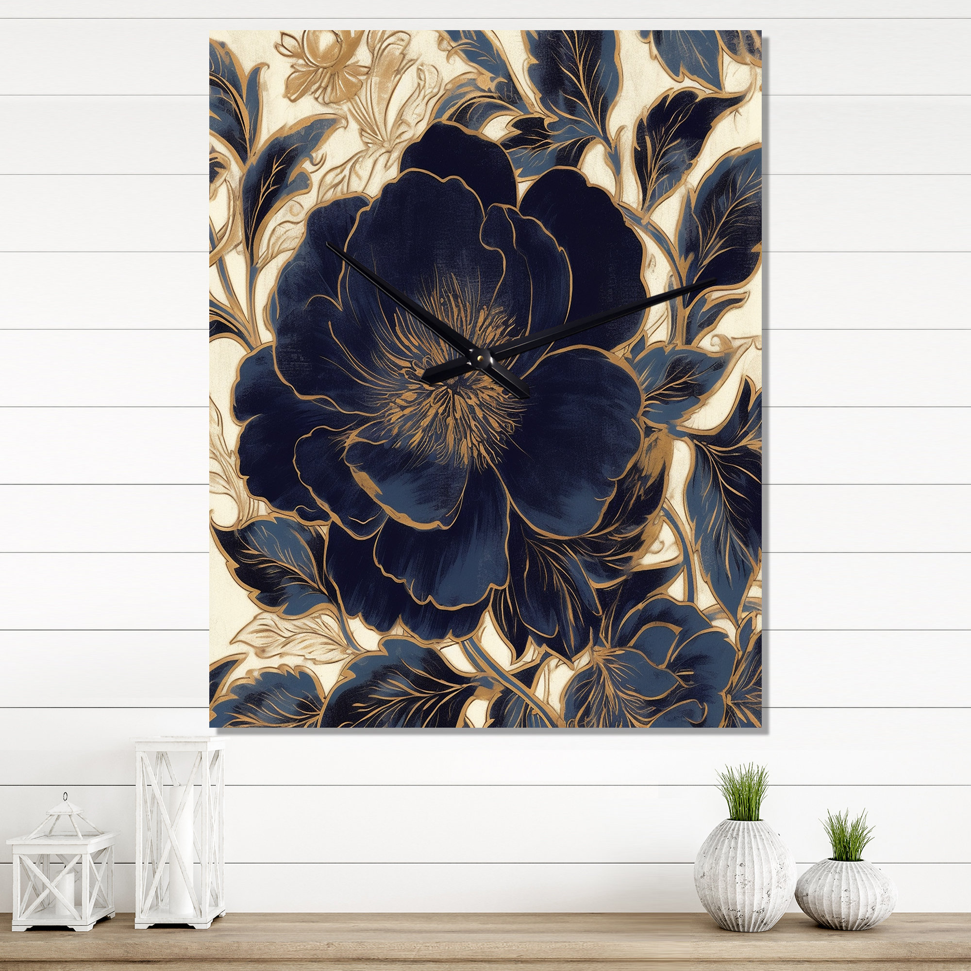 East Urban Home Iolia - Floral Peony Very Large Wall Clocks - Wayfair ...