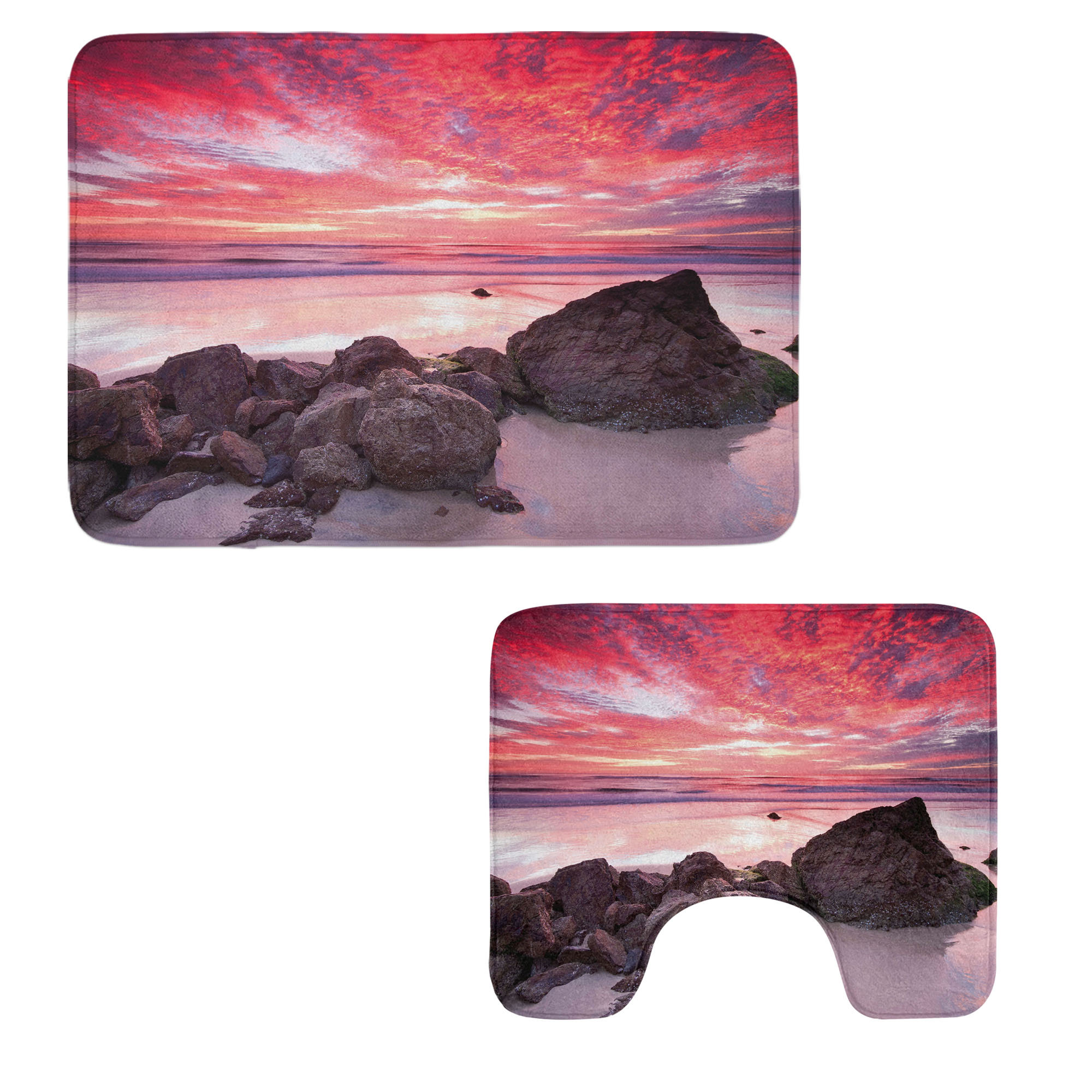 Highland Dunes Ocean Bathroom Rug Set 2 Pieces Rectangle & Contour Mats ...