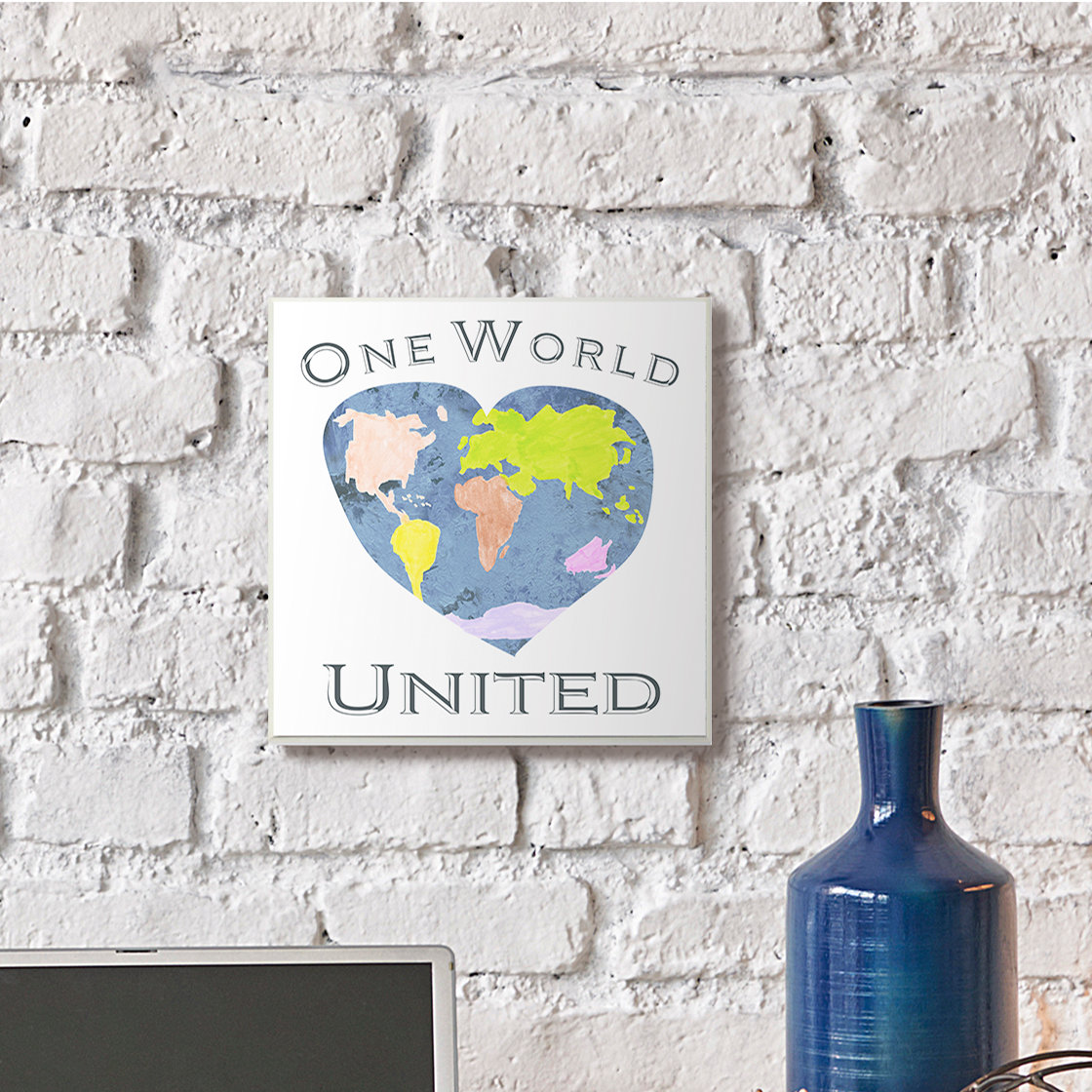 Trinx One World United Phrase Abstract Heart Shaped Globe by Gail Green ...