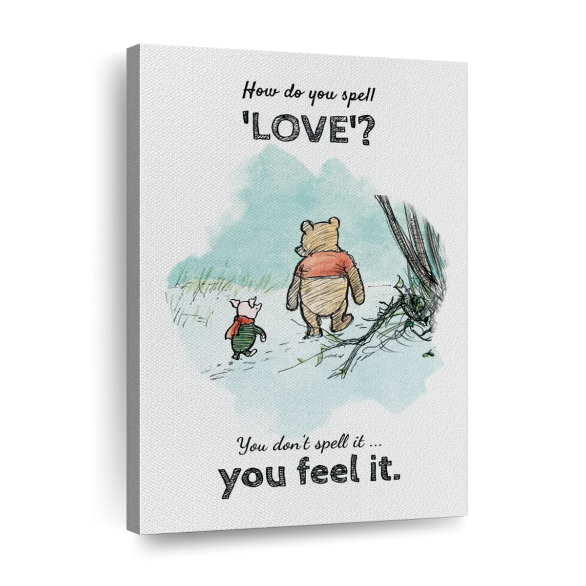 Elephant Stock Winnie the Pooh Feel Love Quote - Wrapped Canvas Print ...
