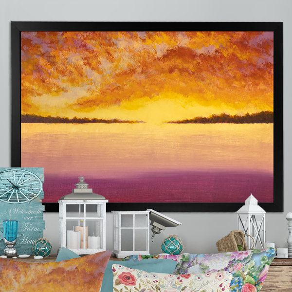 Highland Dunes Impressive Sunset Over Sea On Canvas Print | Wayfair