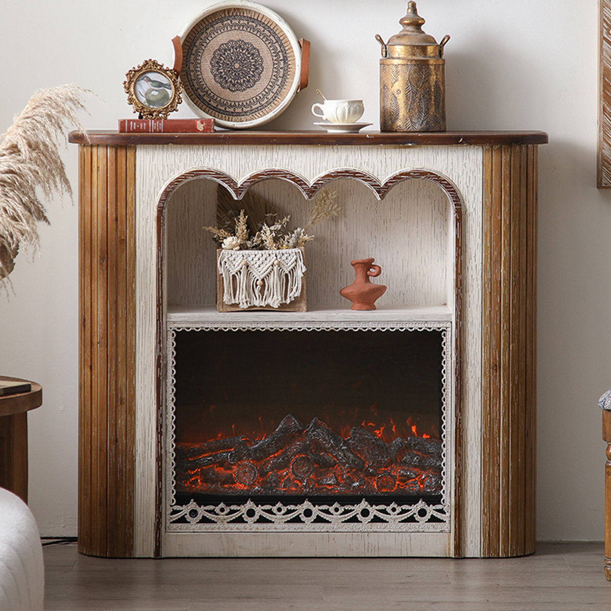 Bloomsbury Market French retro electric fireplace mantel with simulated ...