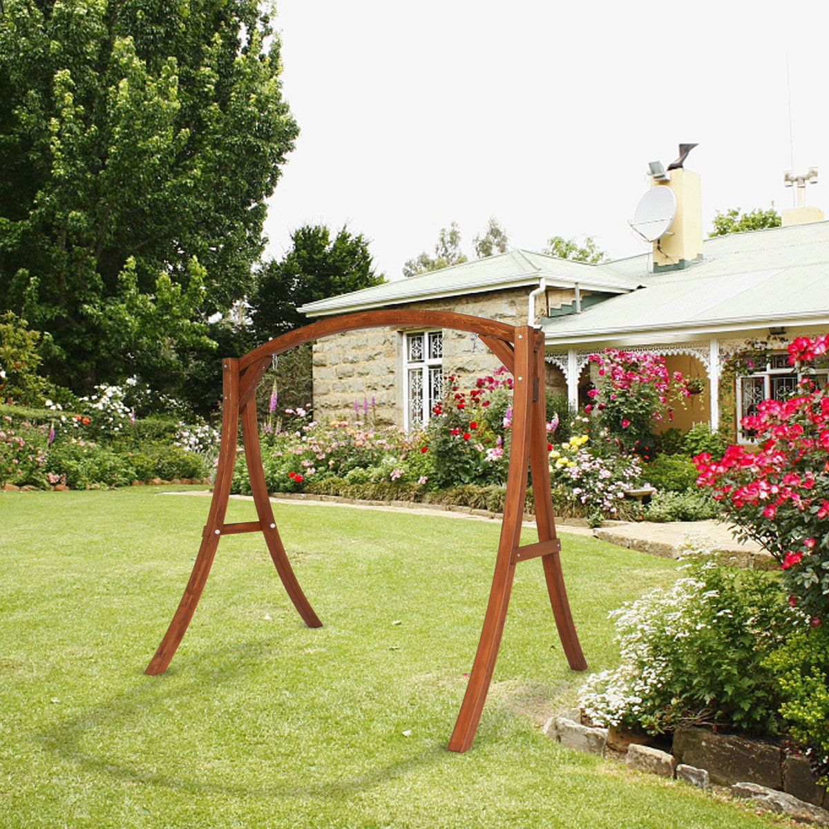 Lark Manor™ Kupang Solid Wood Porch Swing Stand & Reviews | Wayfair