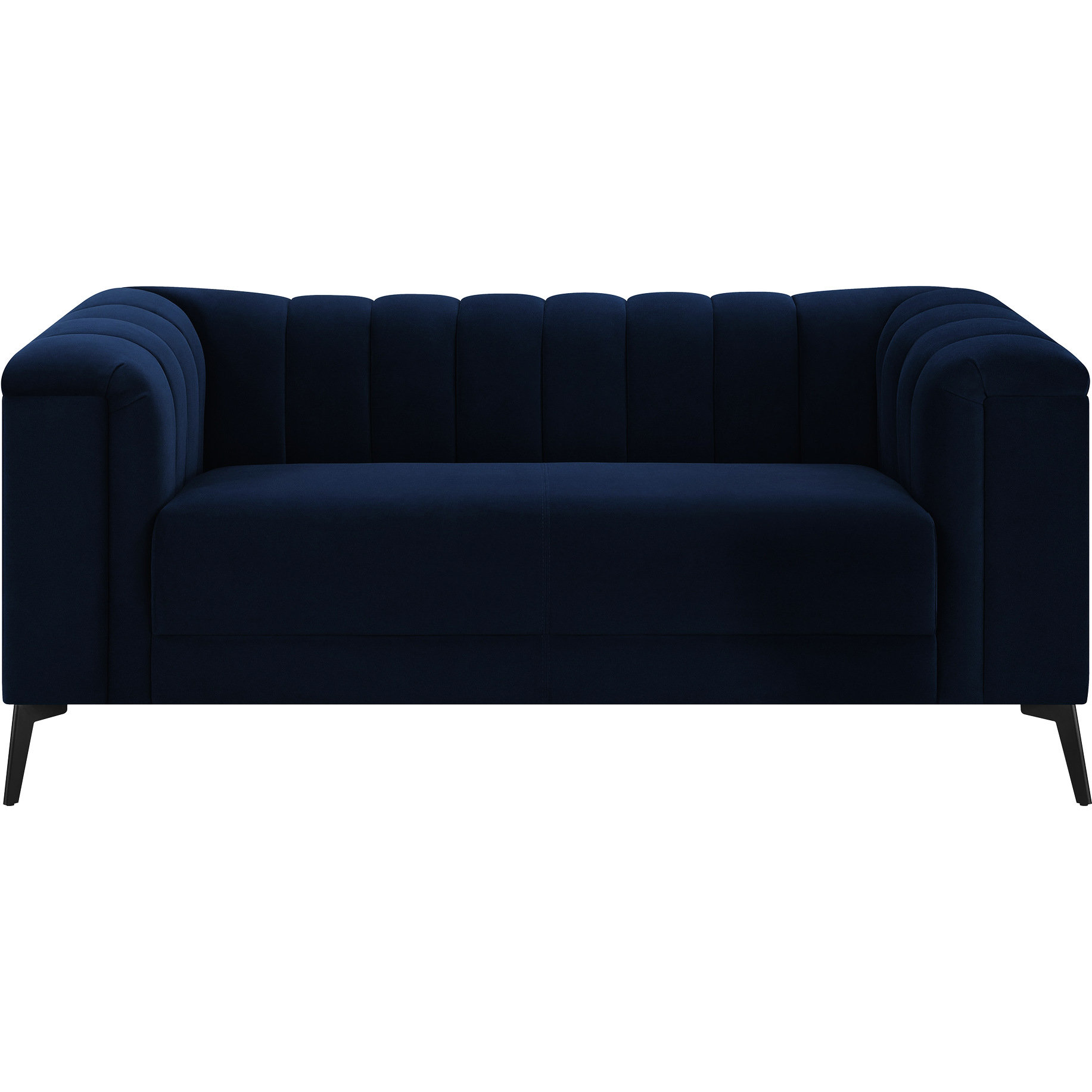 Mercer41 Blue Velvet Vertical Channel With Tapered Black Metal Legs ...