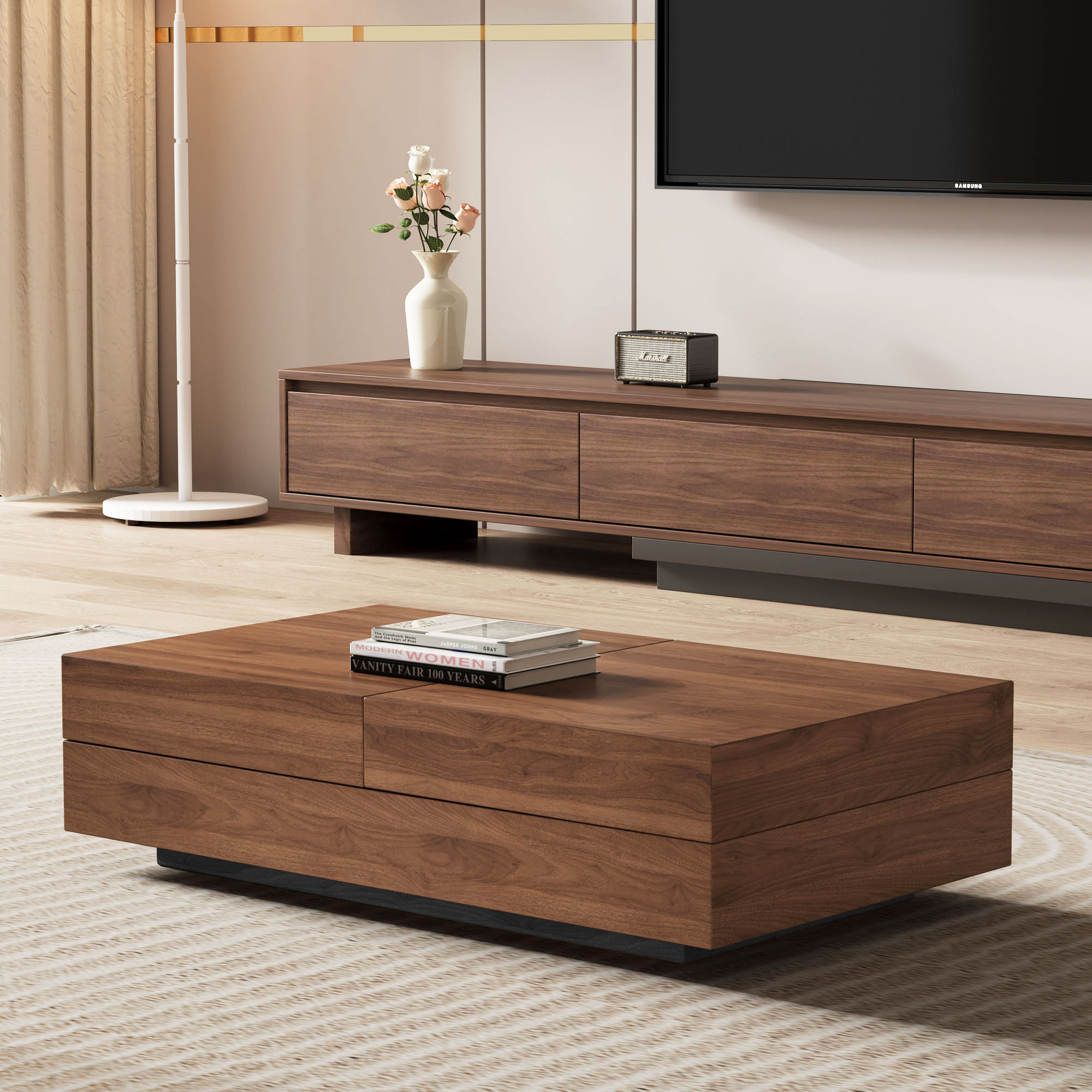 Loon Peak® Jukerius 3-Drawer Expandable TV Stand, Adjustable from 79 to ...