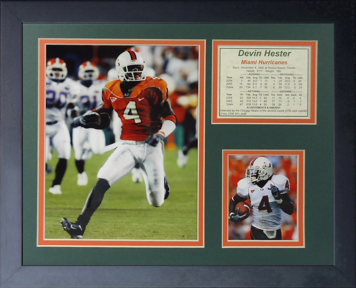 Legends Never Die Devin Hester - Miami Hurricanes Framed Memorabilia ...