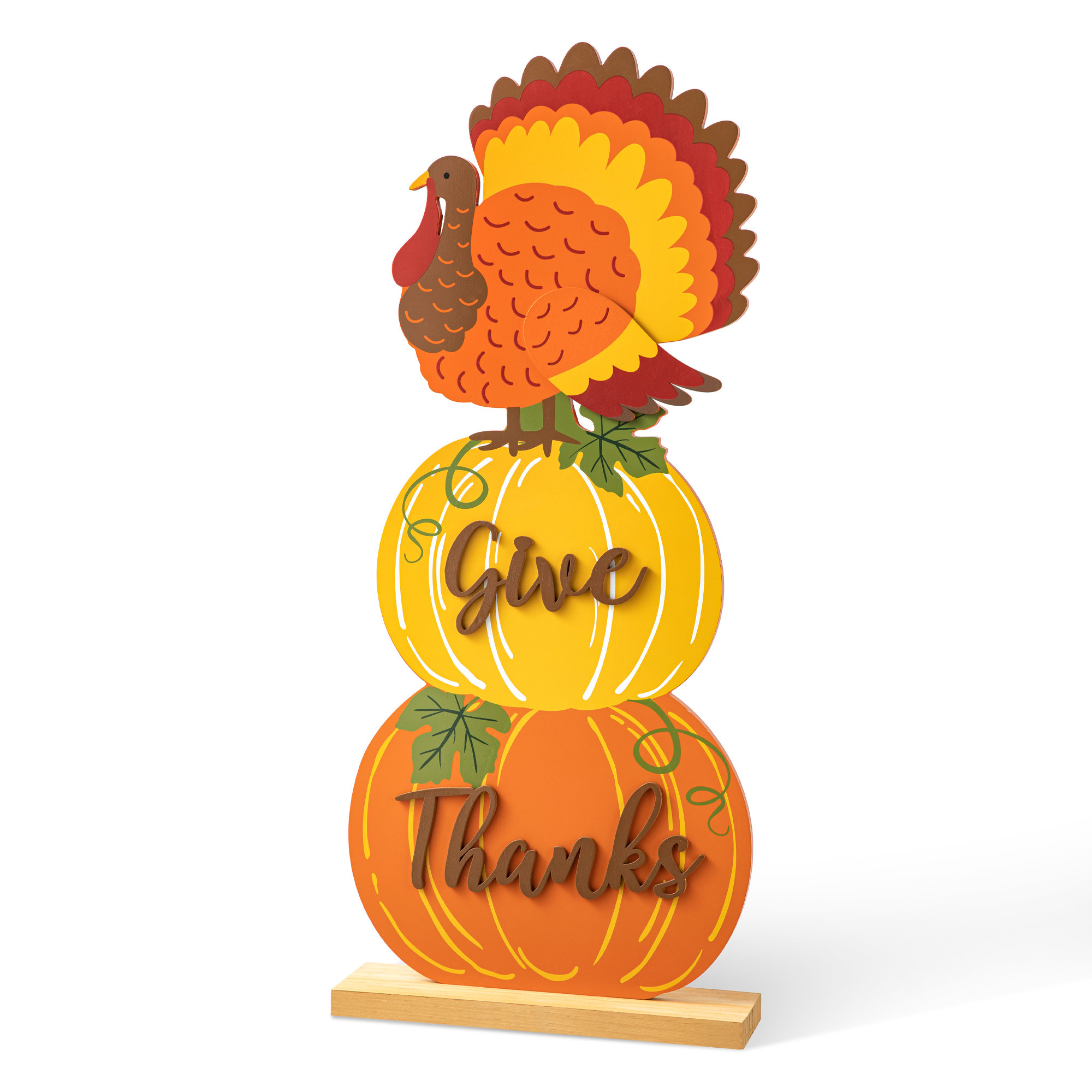 The Holiday Aisle® 36"H Thanksgiving Wooden Stacked Pumpkin & Turkey ...