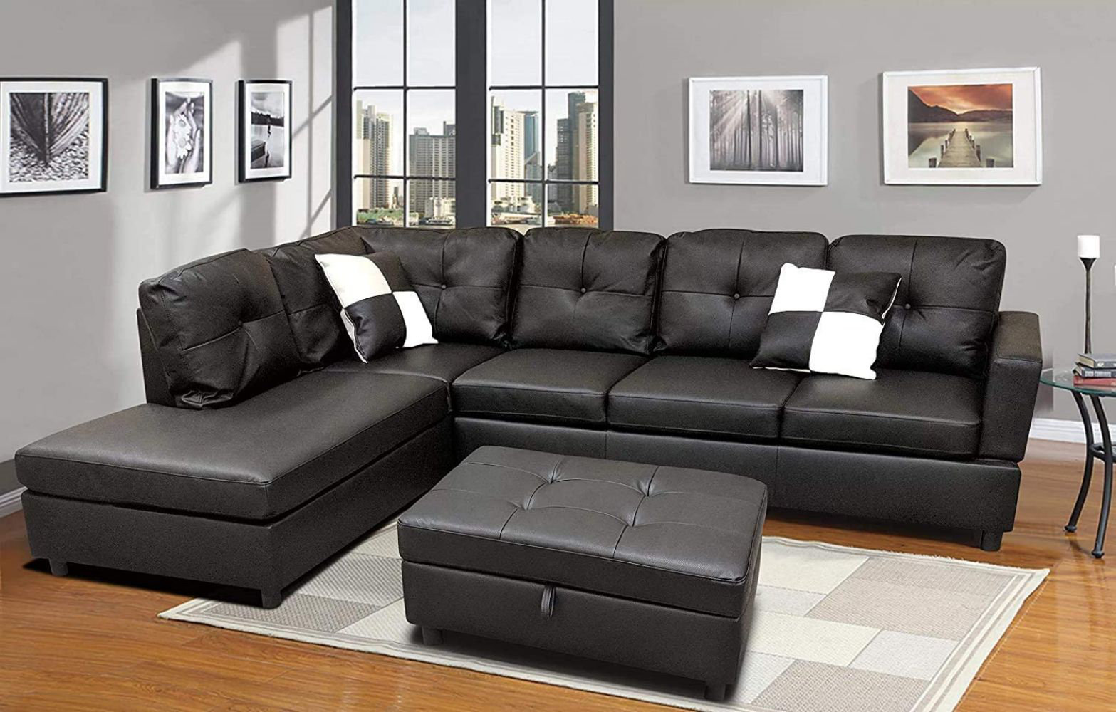 Latitude Run® 103" Wide Faux leather Left Hand Facing Corner Sectional ...